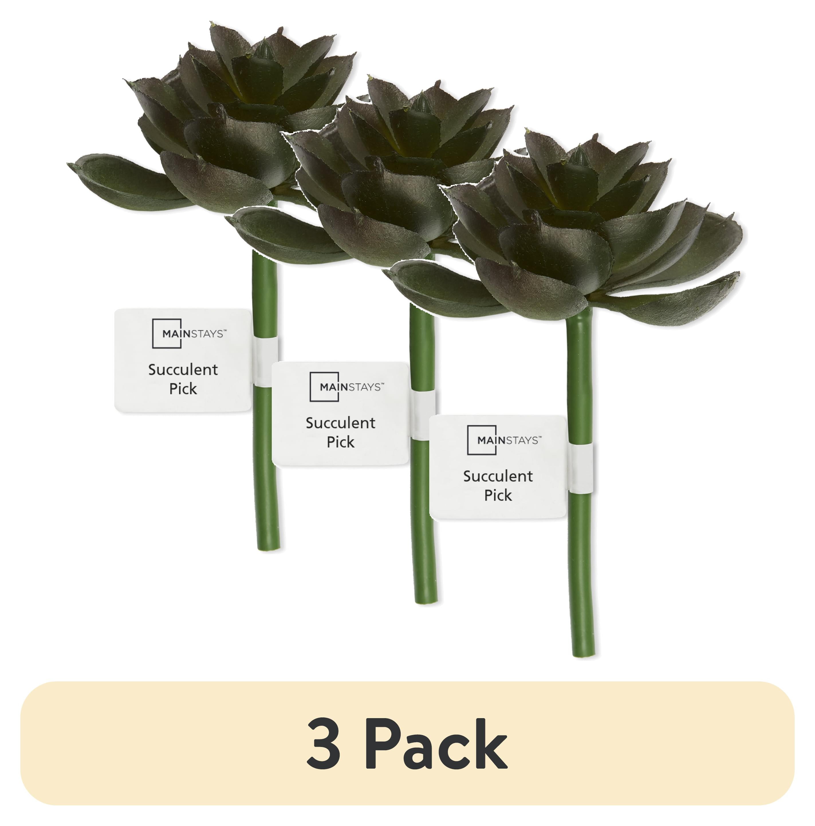 (3 pack) Mainstays Artificial Succulent Pick 2.75 inch x 4.5 inch Dark ...