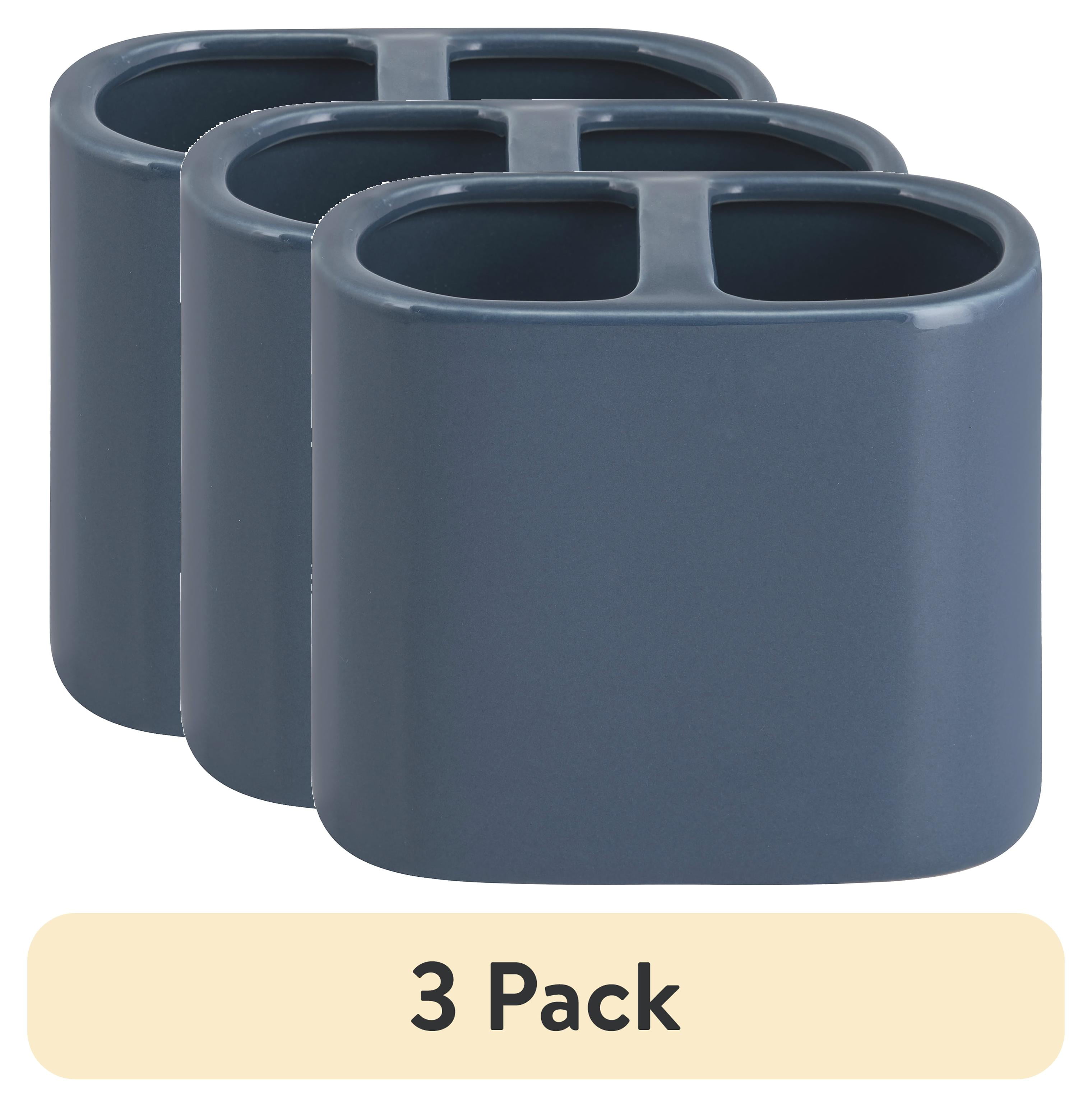 (3 pack) Mainstays Basic Ceramic Toothbrush Holder Washed Indigo Navy ...