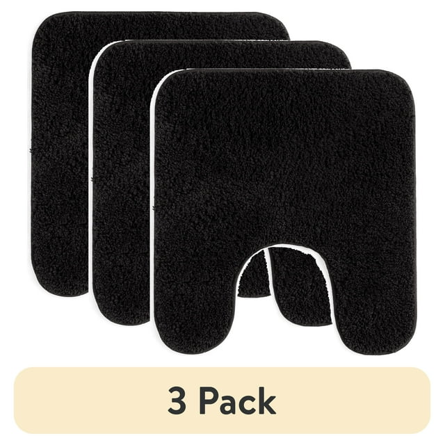 (3 pack) Mainstays Basic Polyester 20" x 22" Contour Bath Rug, Black ...