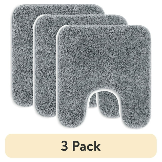 Mainstays Basic Polyester Contour Bath Rug 20 x 22 Grey Luxurious ...