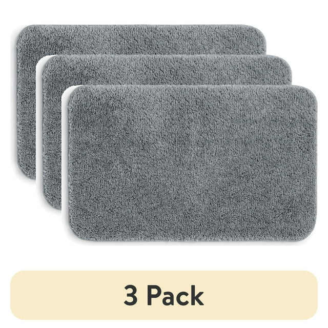 (3 pack) Mainstays Basic Polyester 20" x 32" Bath Rug, Grey - Walmart.com