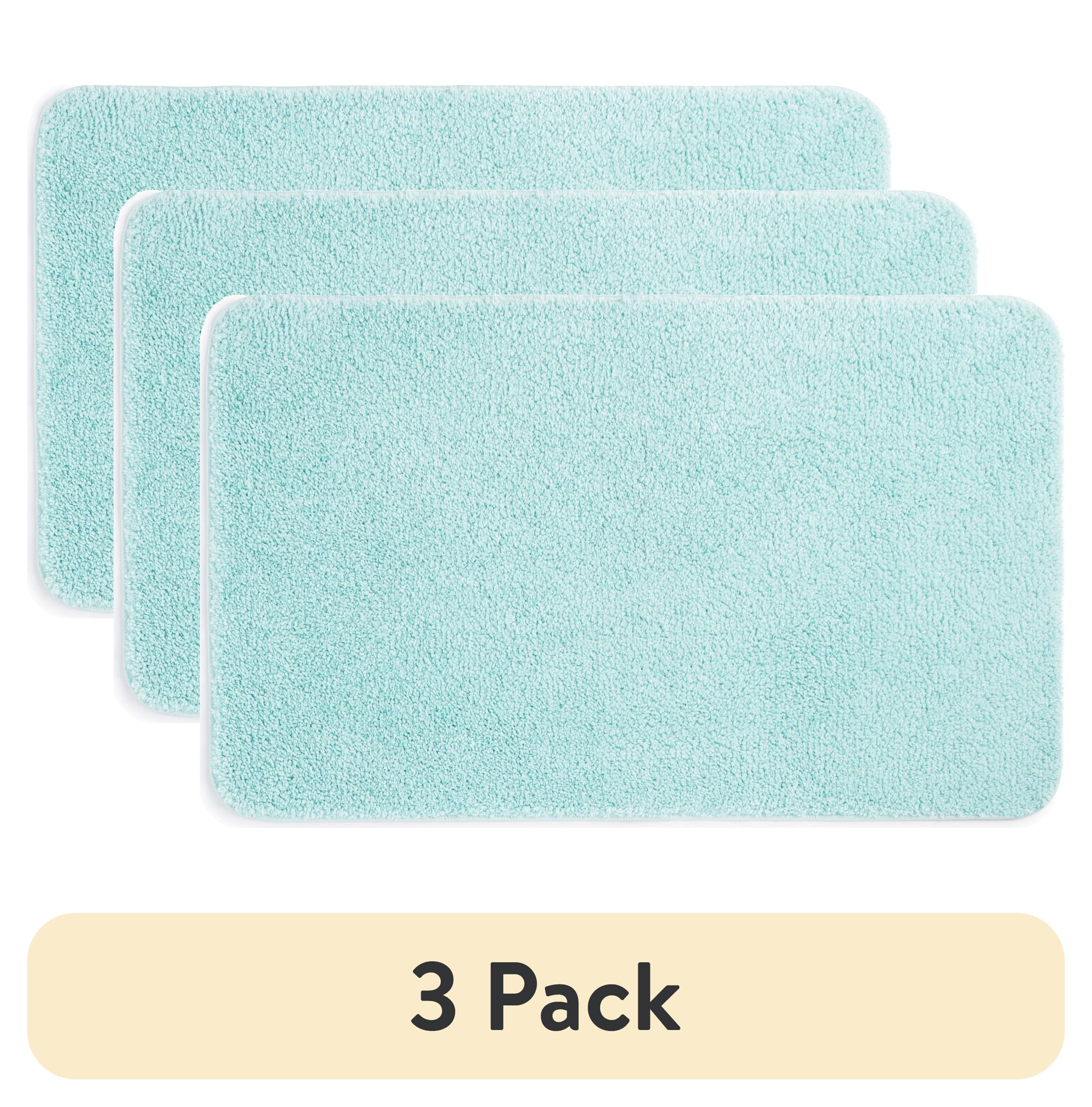 (3 pack) Mainstays Basic Polyester 24" x 40" Large Bath Rug, Aqua ...