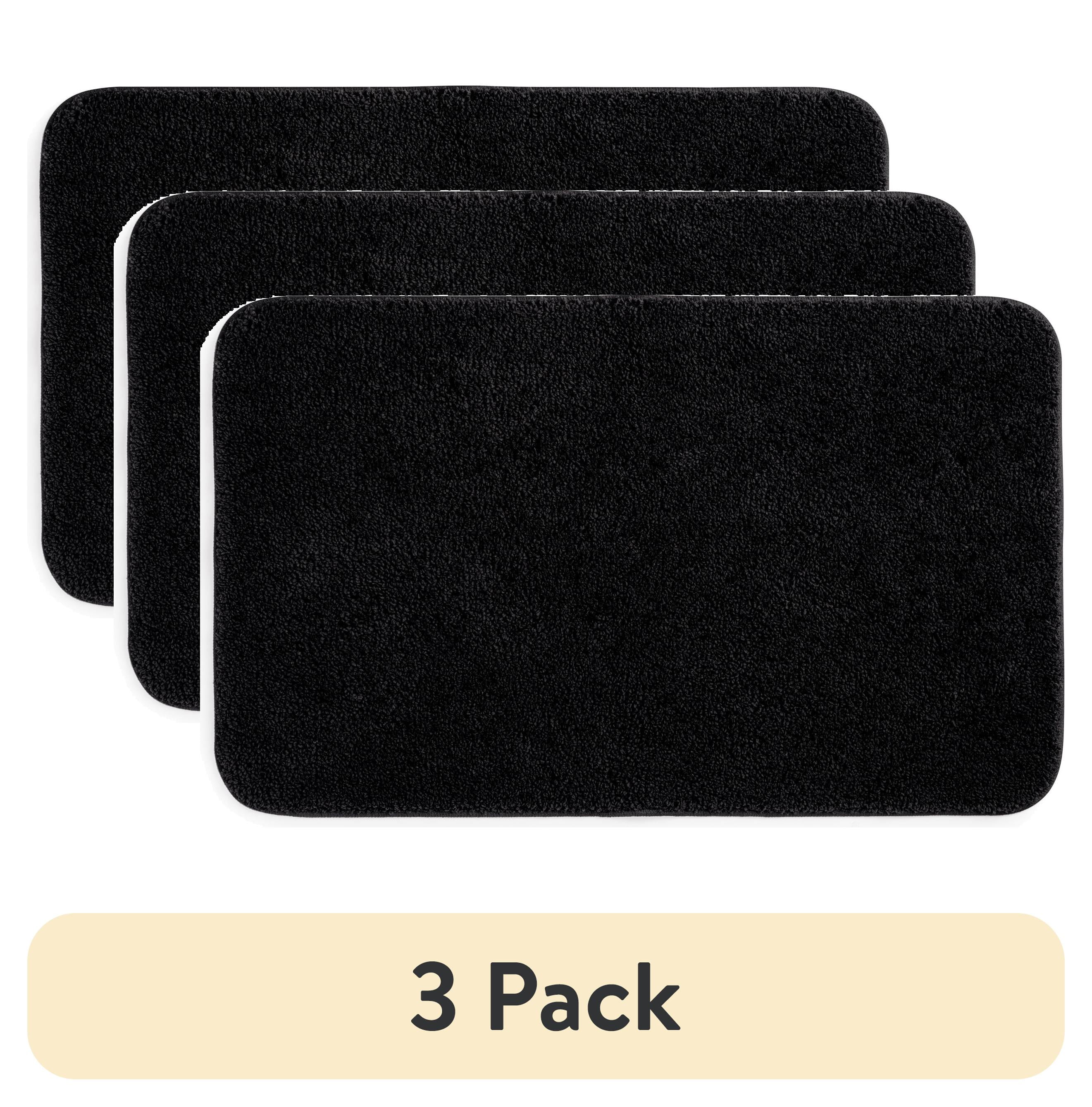 (3 pack) Mainstays Basic Polyester 24" x 40" Large Bath Rug, Black ...