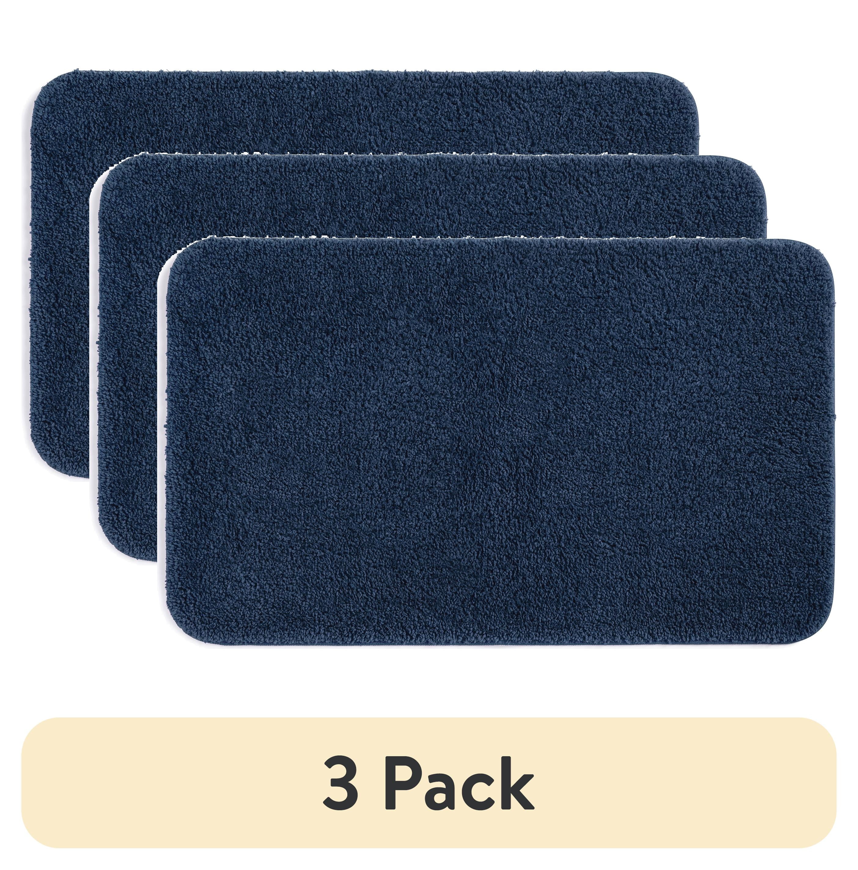 (3 pack) Mainstays Basic Polyester Large Bath Rug, Blue Cove, 24" x 40 ...