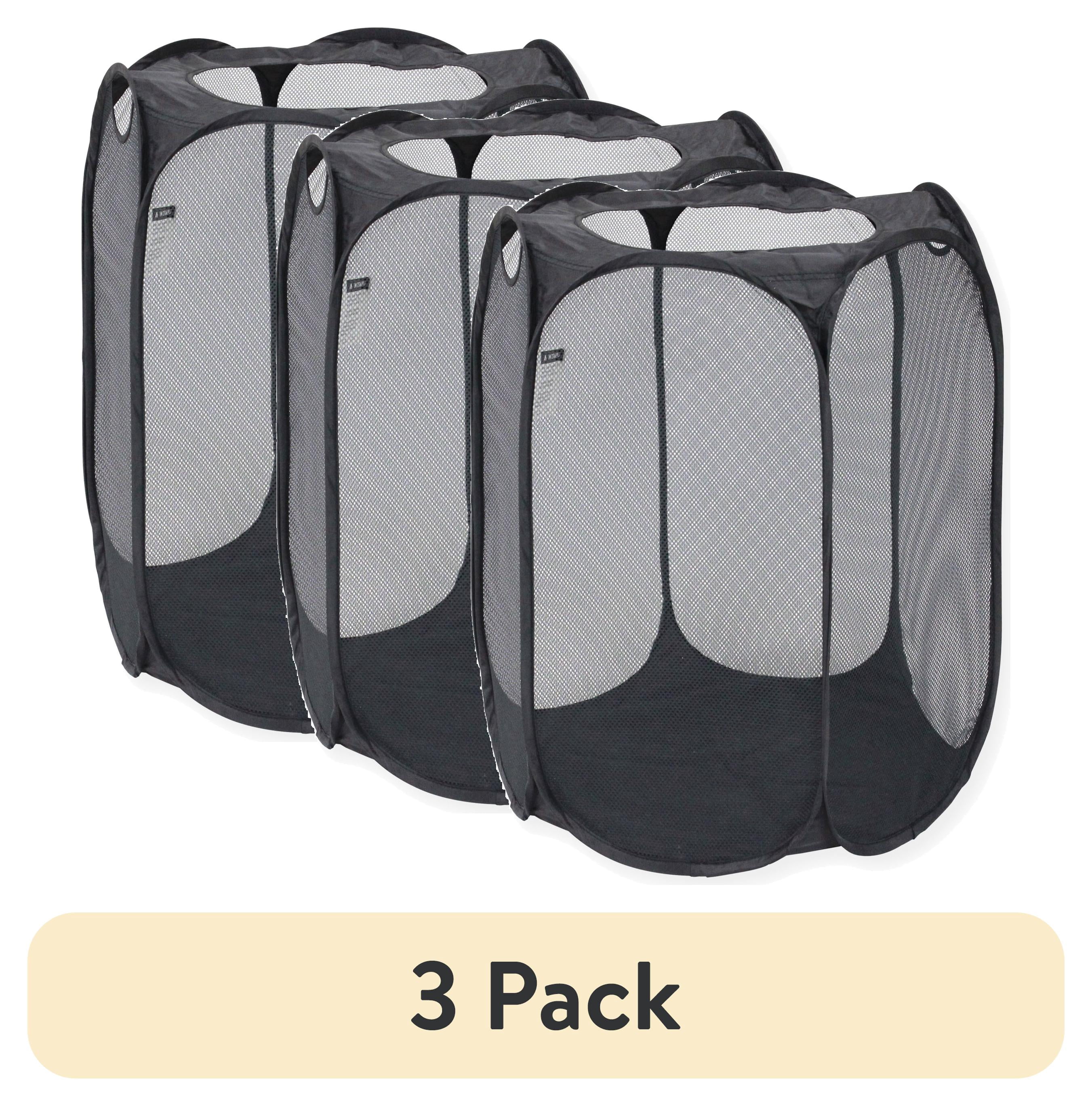(3 pack) Mainstays Black Pop-Up Hexagon Mesh Laundry Hamper with Heavy ...