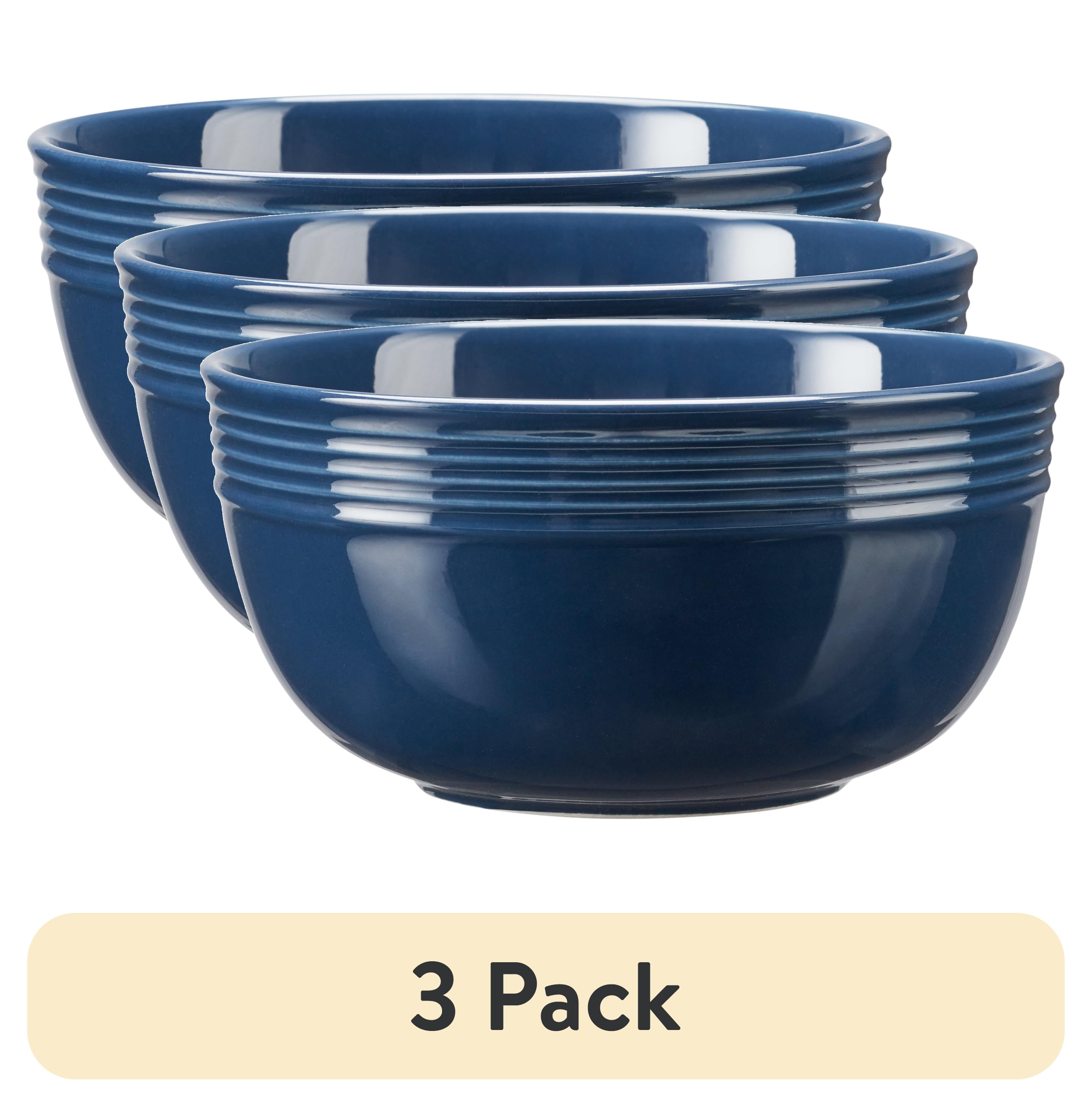 Mainstays Chiara Stoneware 6.25in Round Navy Bowl 3 Pack Durable Gloss ...