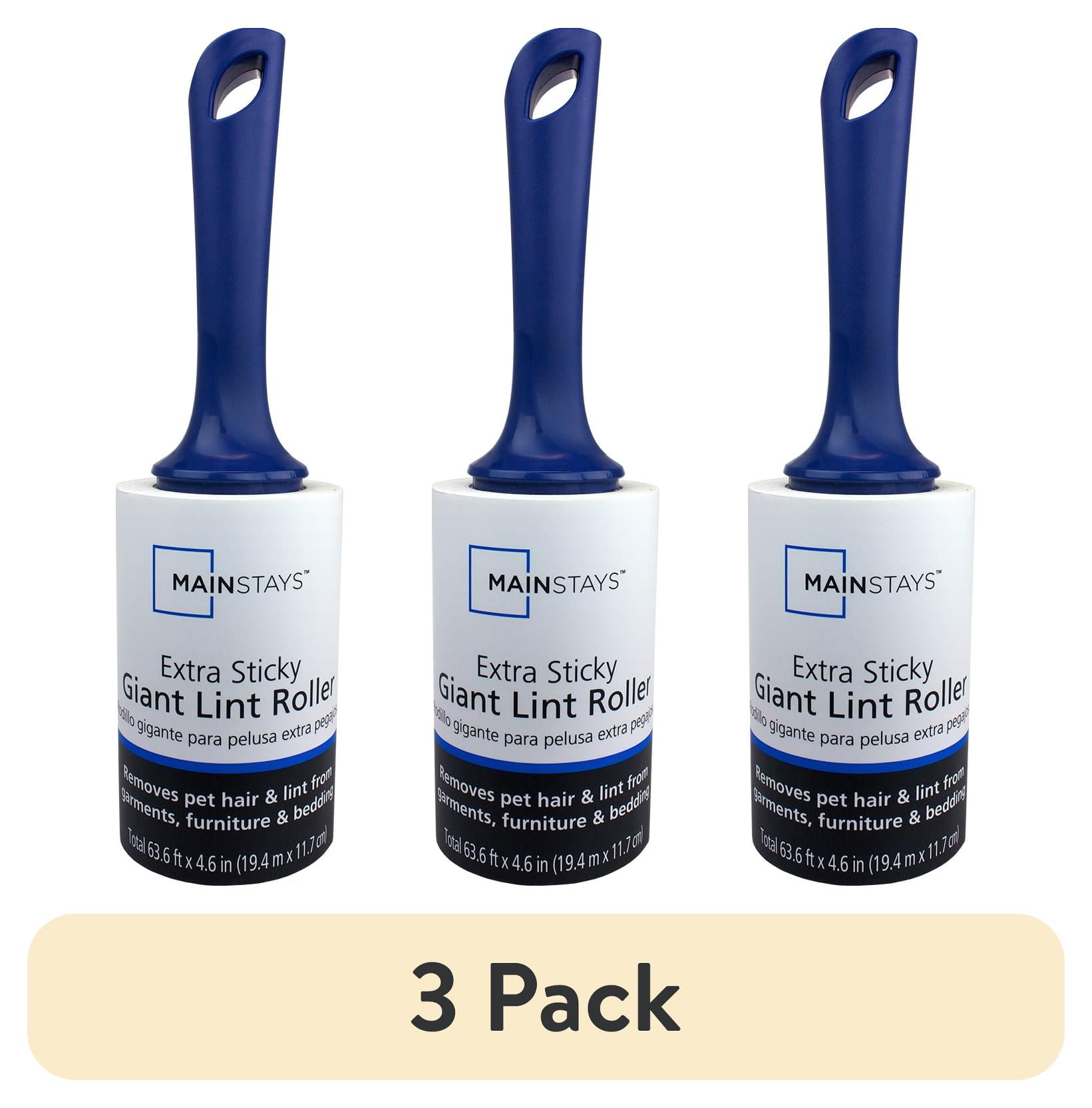 (3 pack) Mainstays Extra Sticky 100-Sheet Giant Lint Roller with 4.6 ...
