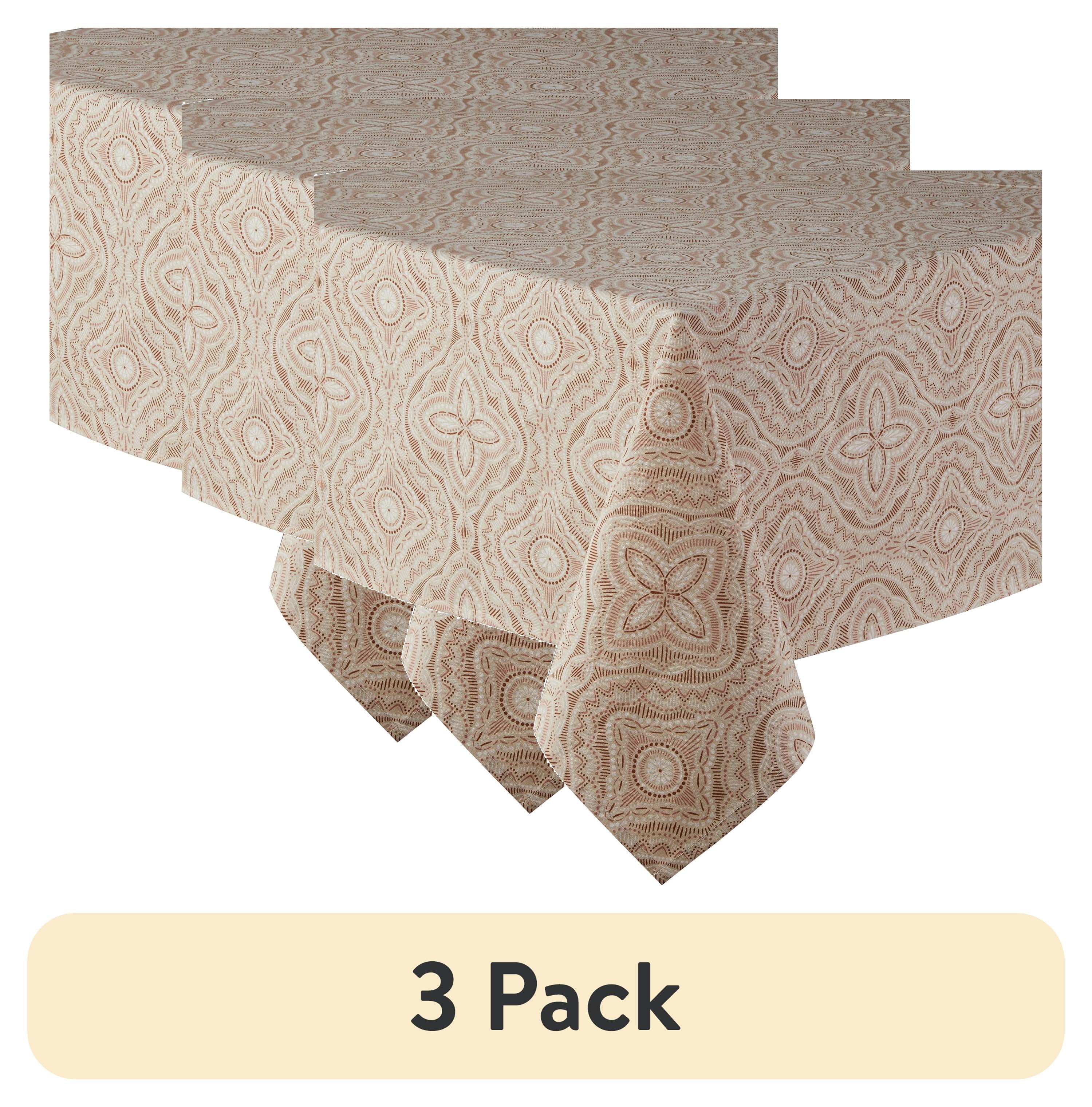 (3 pack) Mainstays Farmhouse Tablecloth Summer Boho Brown Fabric, 60" x ...