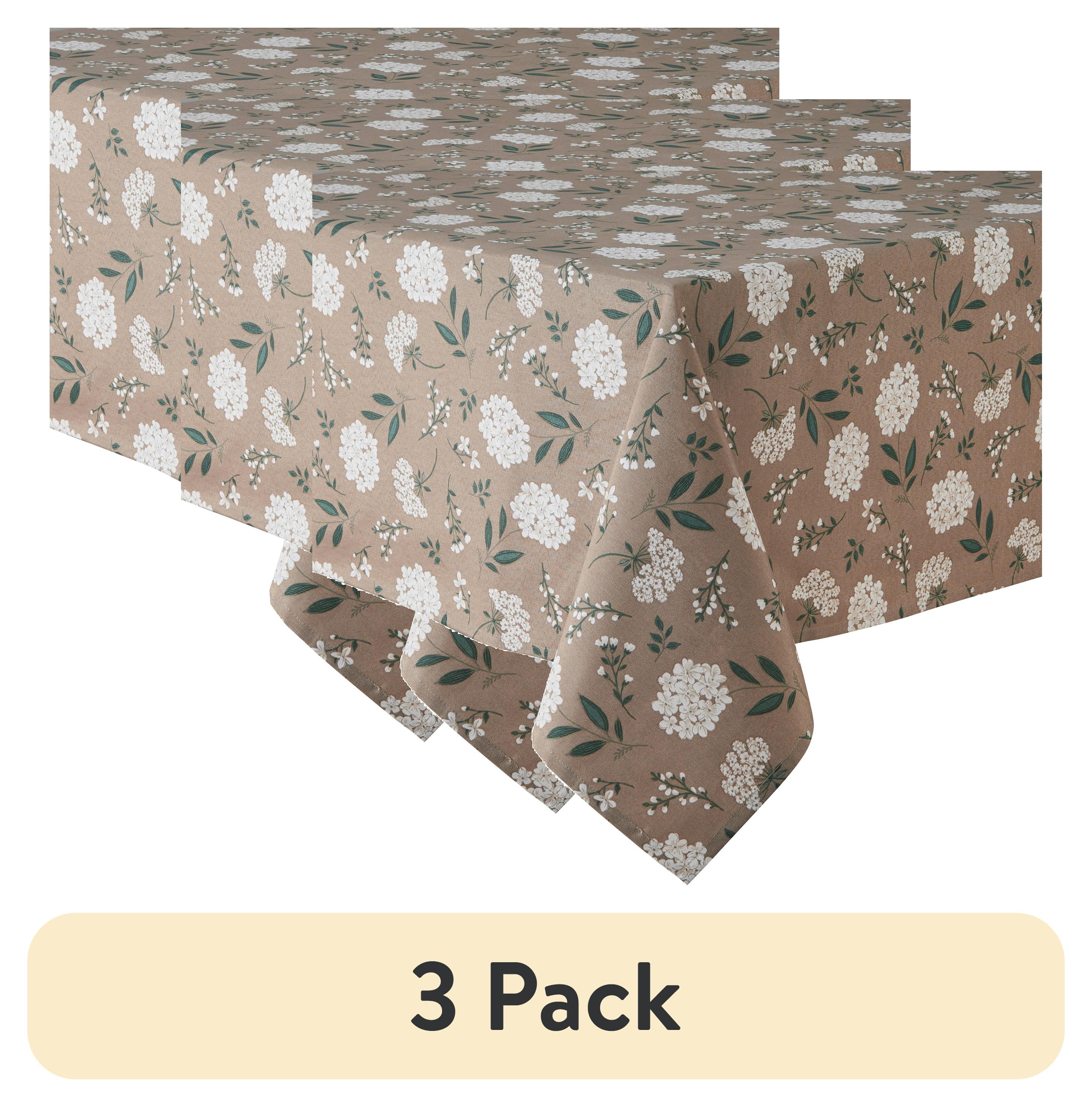(3 pack) Mainstays Farmhouse Tablecloth Summer Floral Brown Fabric, 60 ...
