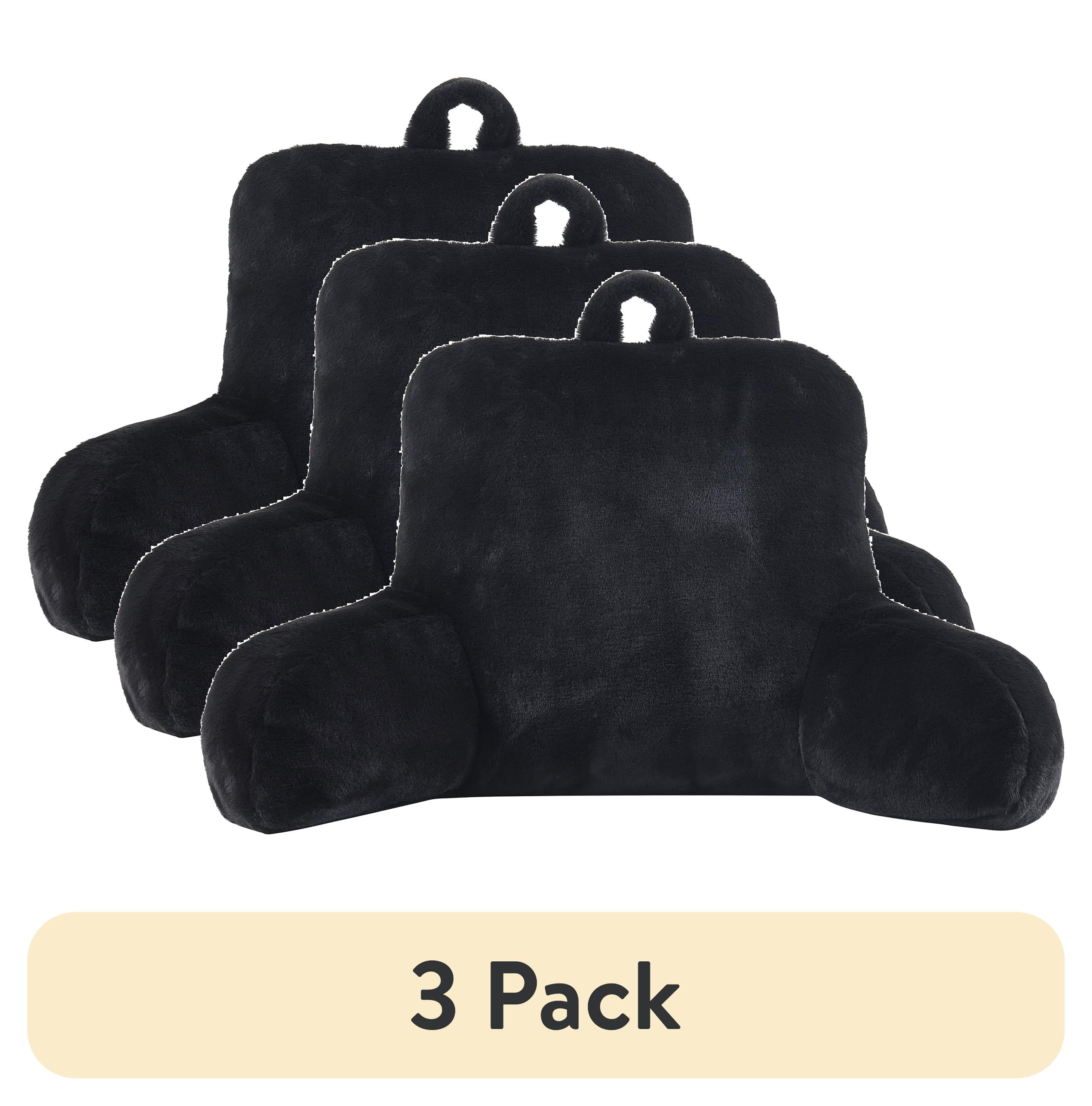 (3 pack) Mainstays Faux Fur Plush Backrest Pillow, Black - Walmart.com
