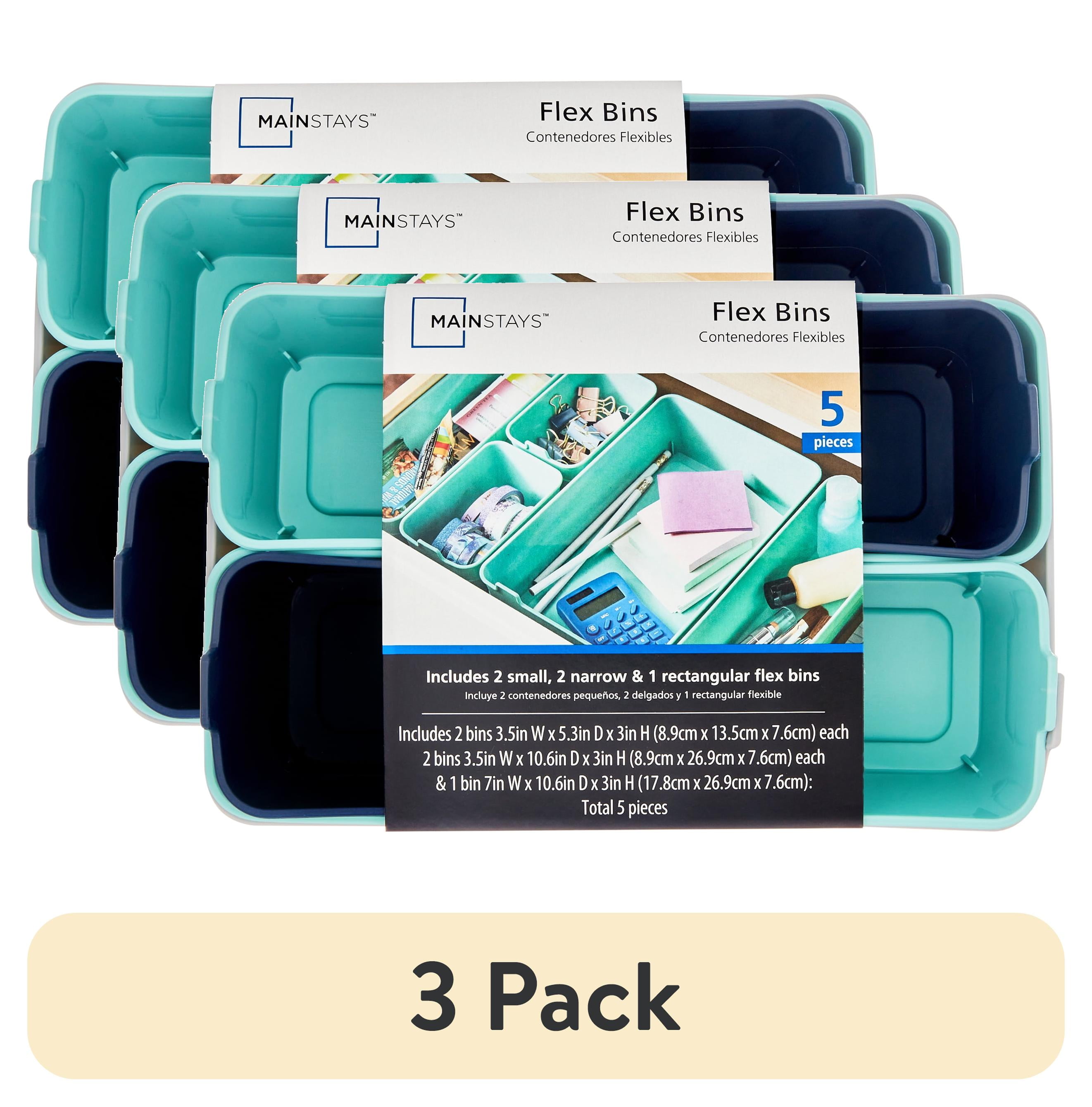 Mainstays Flexible Plastic Storage Bins Set of 5 for Small Items ...