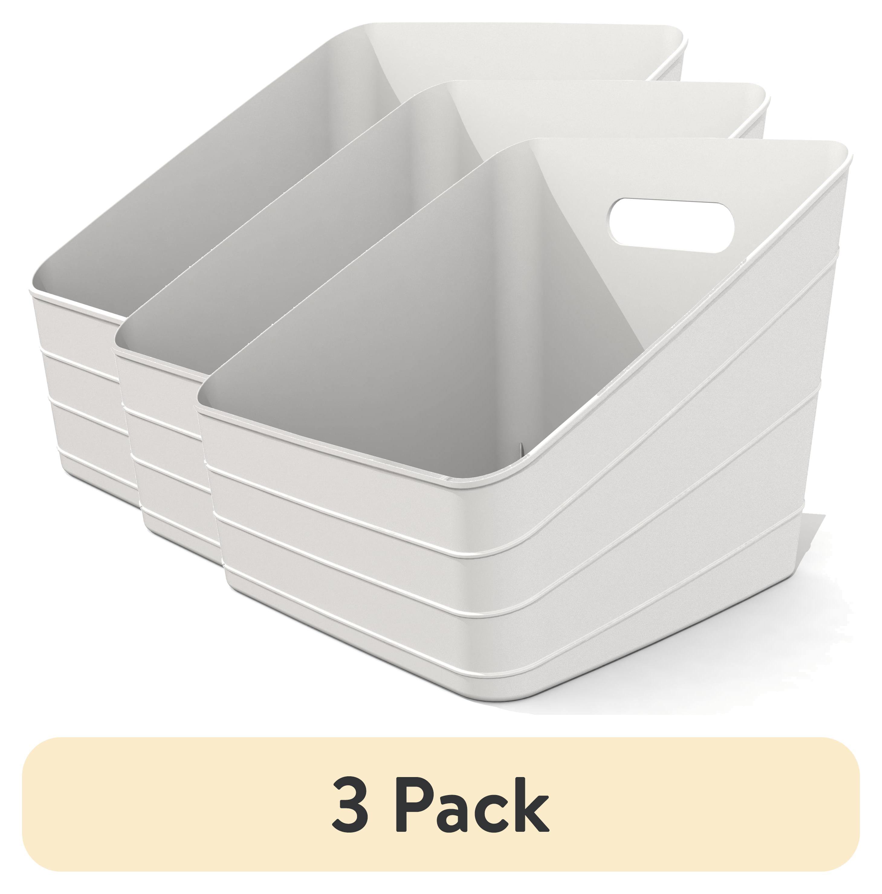 (3 pack) Mainstays Flexible Plastic Closet Storage Bin, Arctic White ...