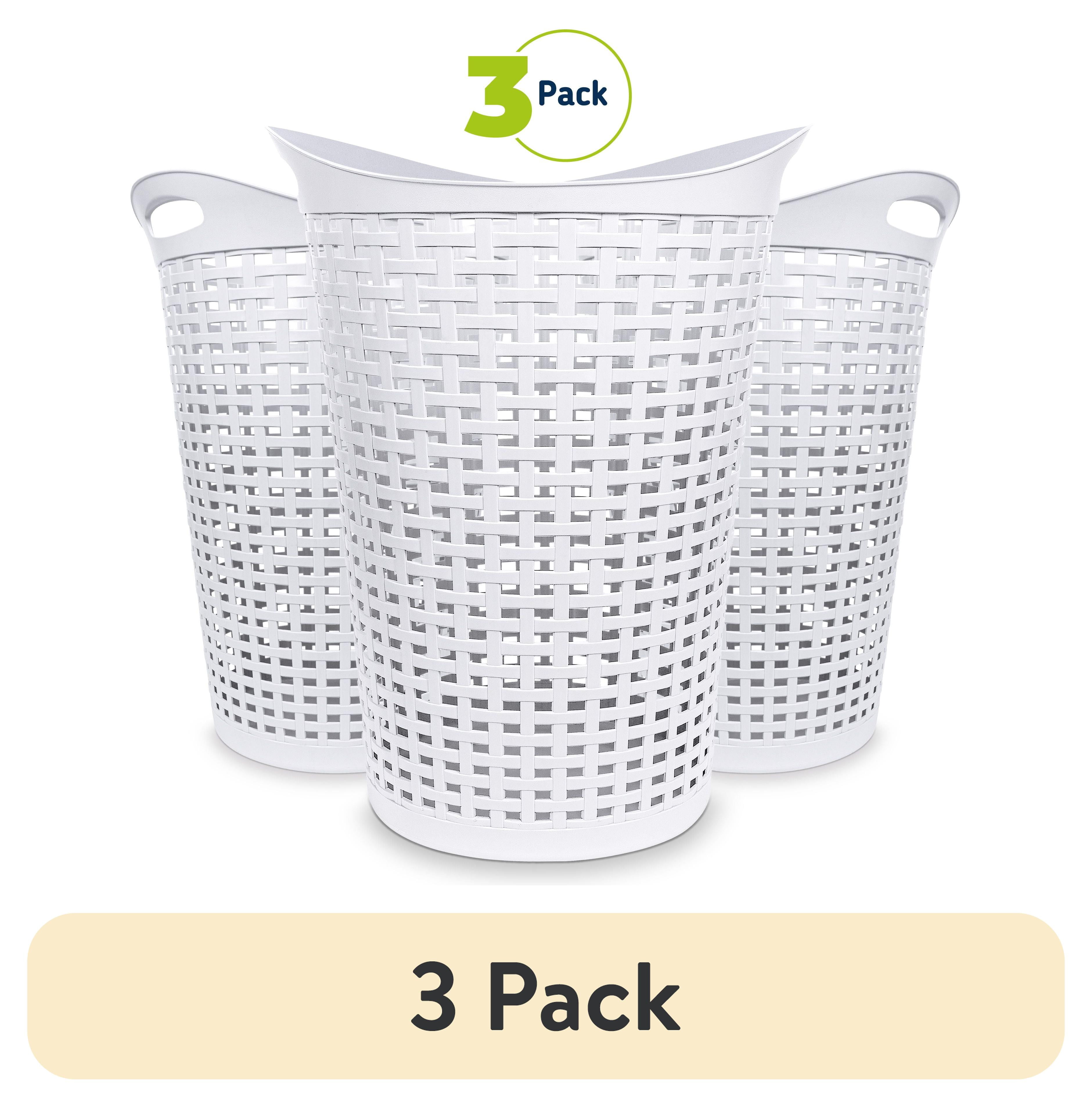 (3 pack) Mainstays Flexible Round Wicker Hamper, 3 Pack, White ...