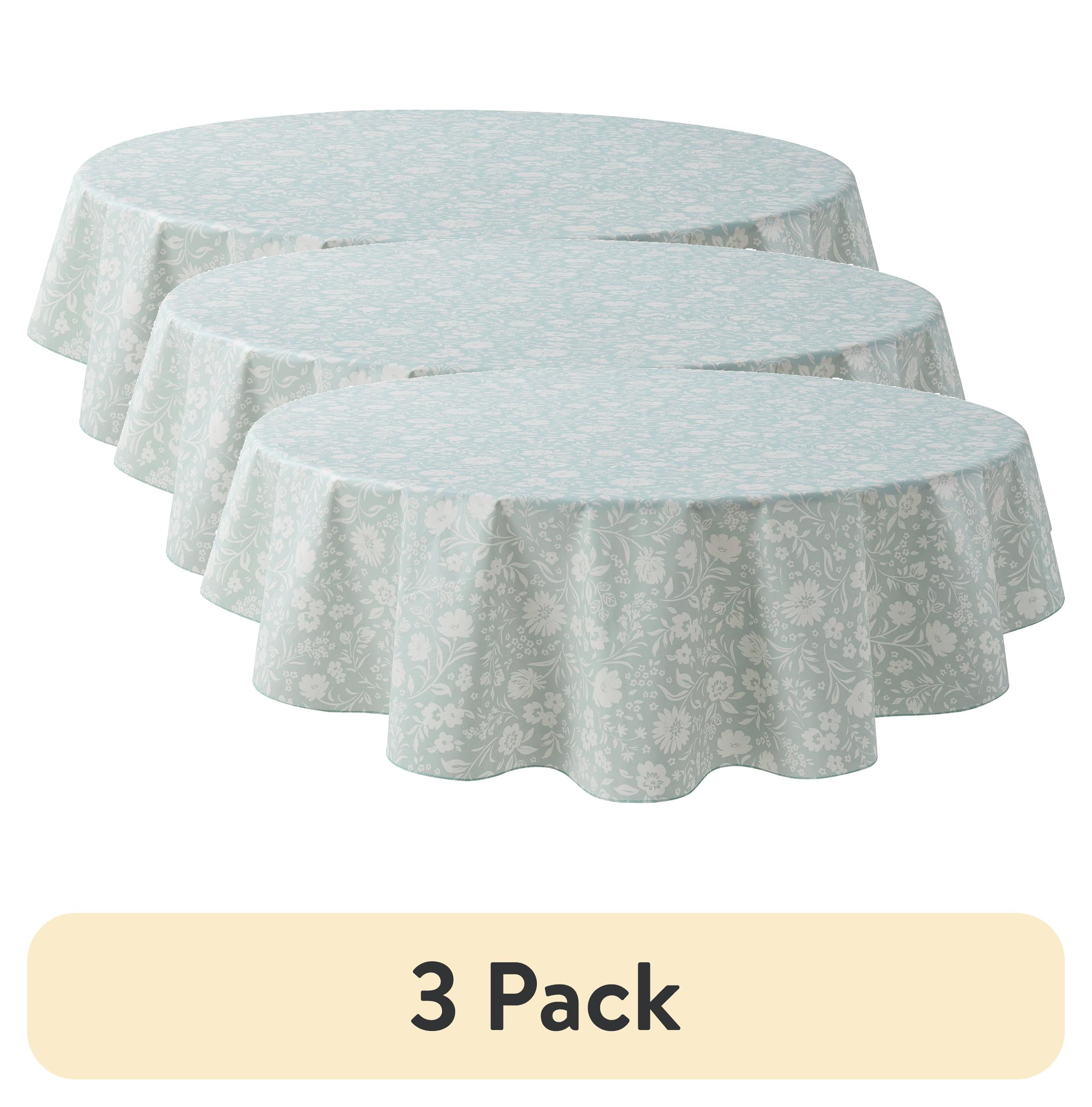 (3 pack) Mainstays Floral Print PEVA Tablecloth 70" Round - Walmart.com