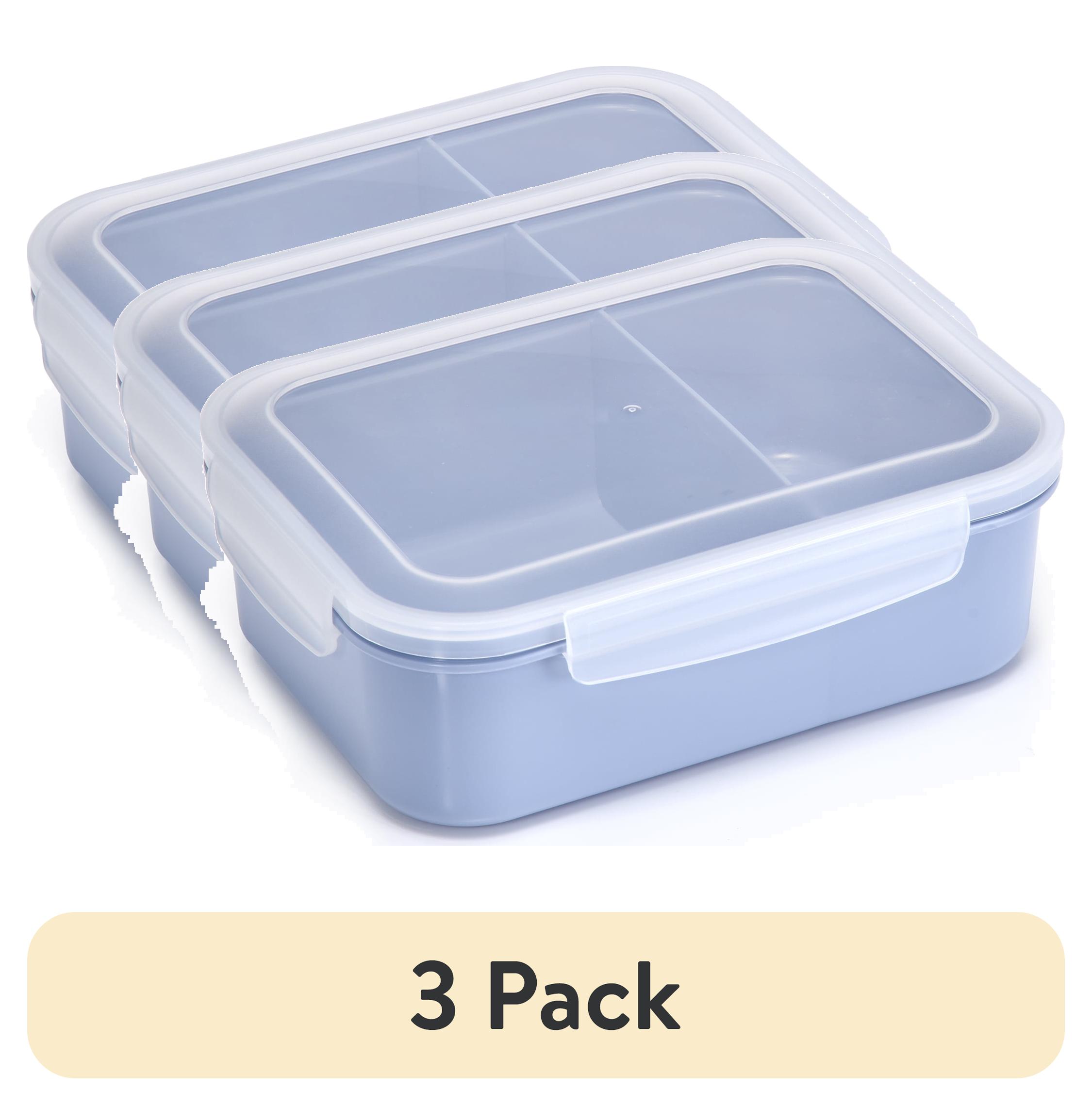 (3 pack) Mainstays Food Storage Container, Rectangle Blue 40oz Capacity ...