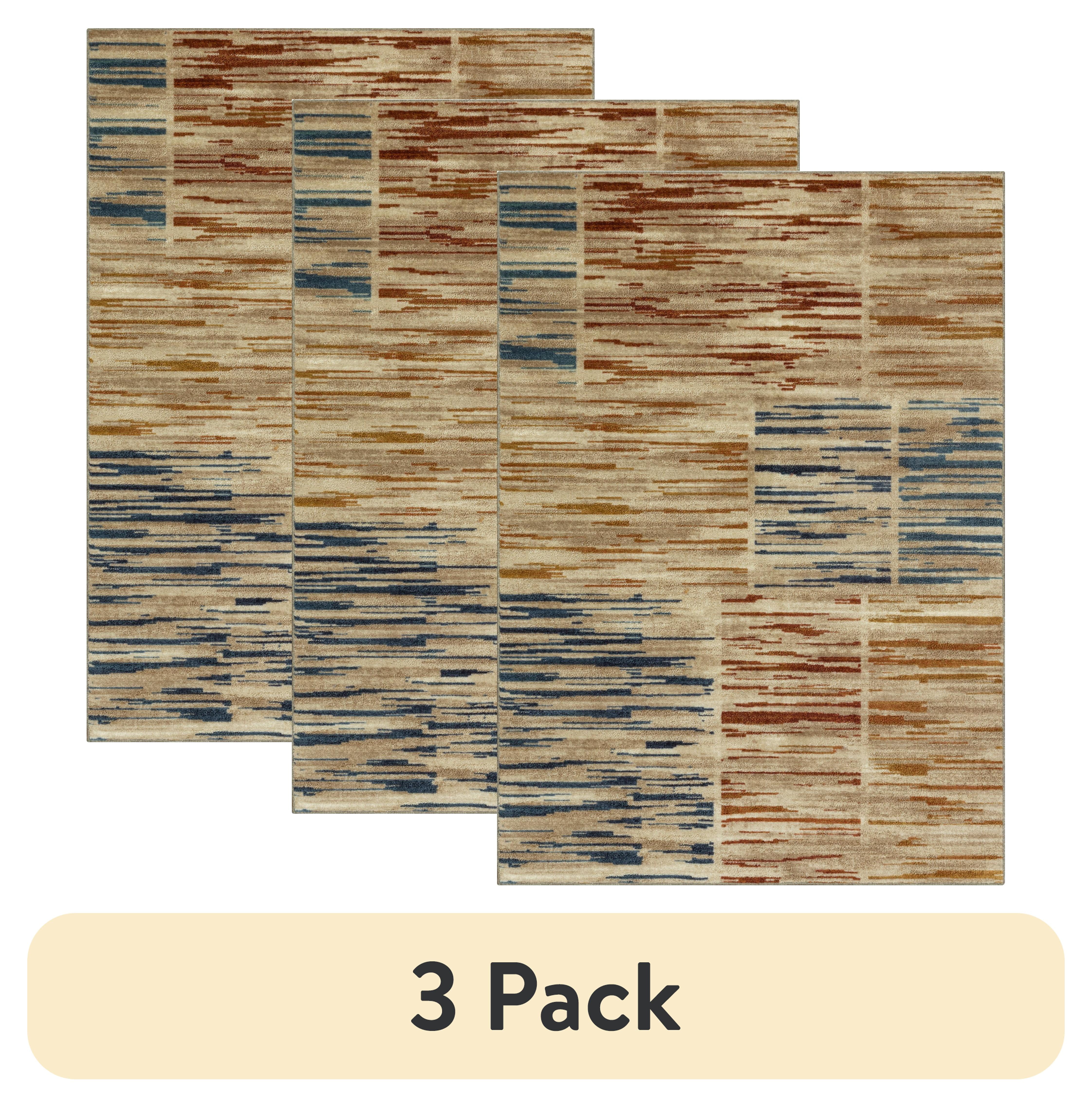 (3 pack) Mainstays Geometric Multicolor Stripe Blocks Indoor Area Rug ...