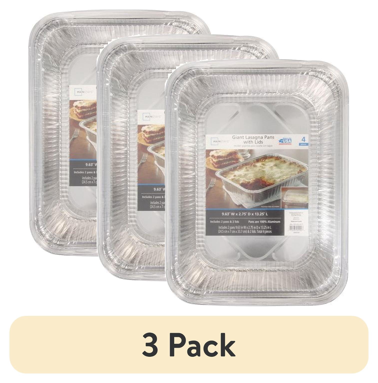 (3 pack) Mainstays Giant Lasagna Pans with Lids, 2 Count - Walmart.com