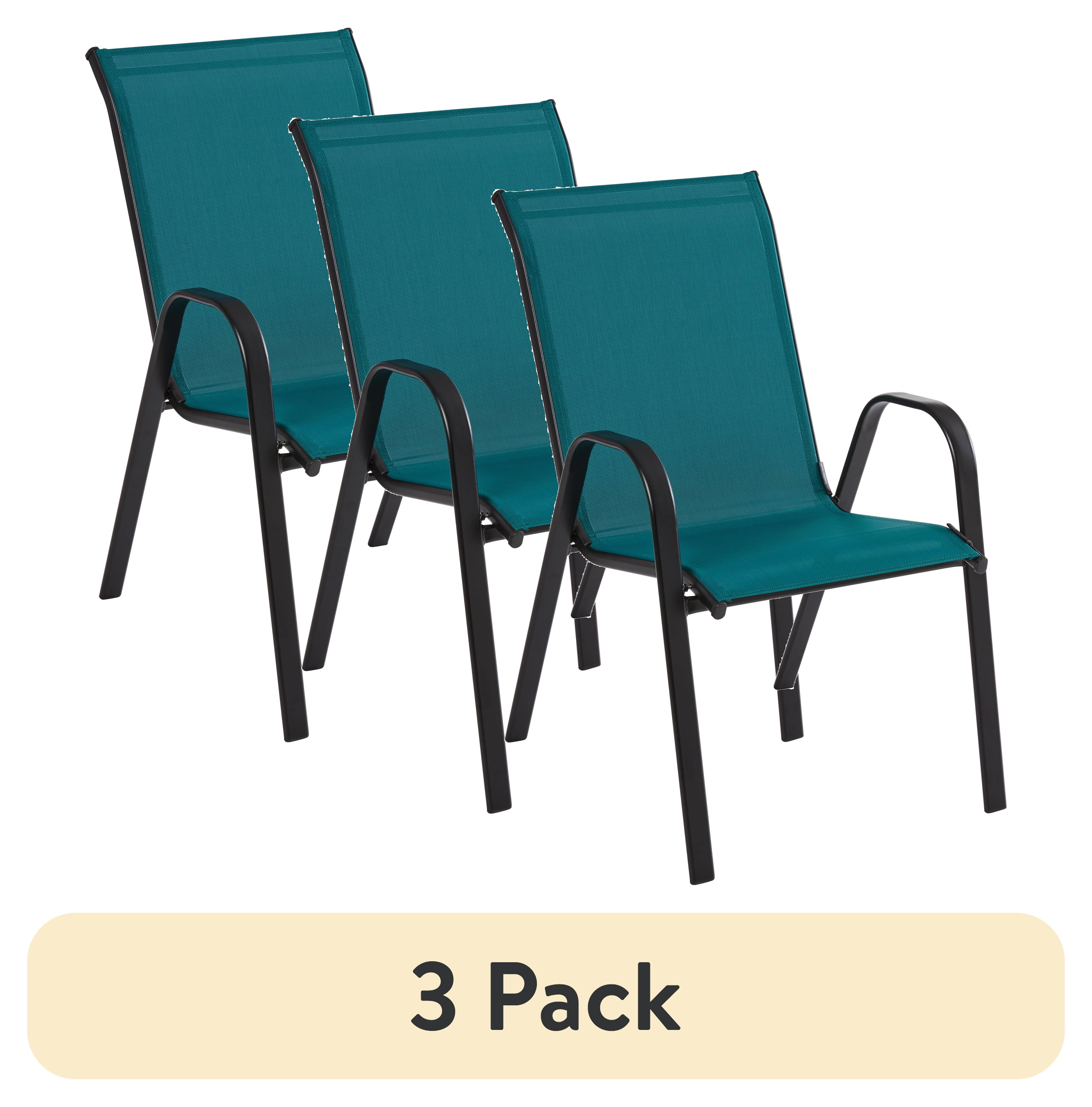 (3 pack) Mainstays Heritage Park Steel Outdoor Patio Armchair, Teal ...