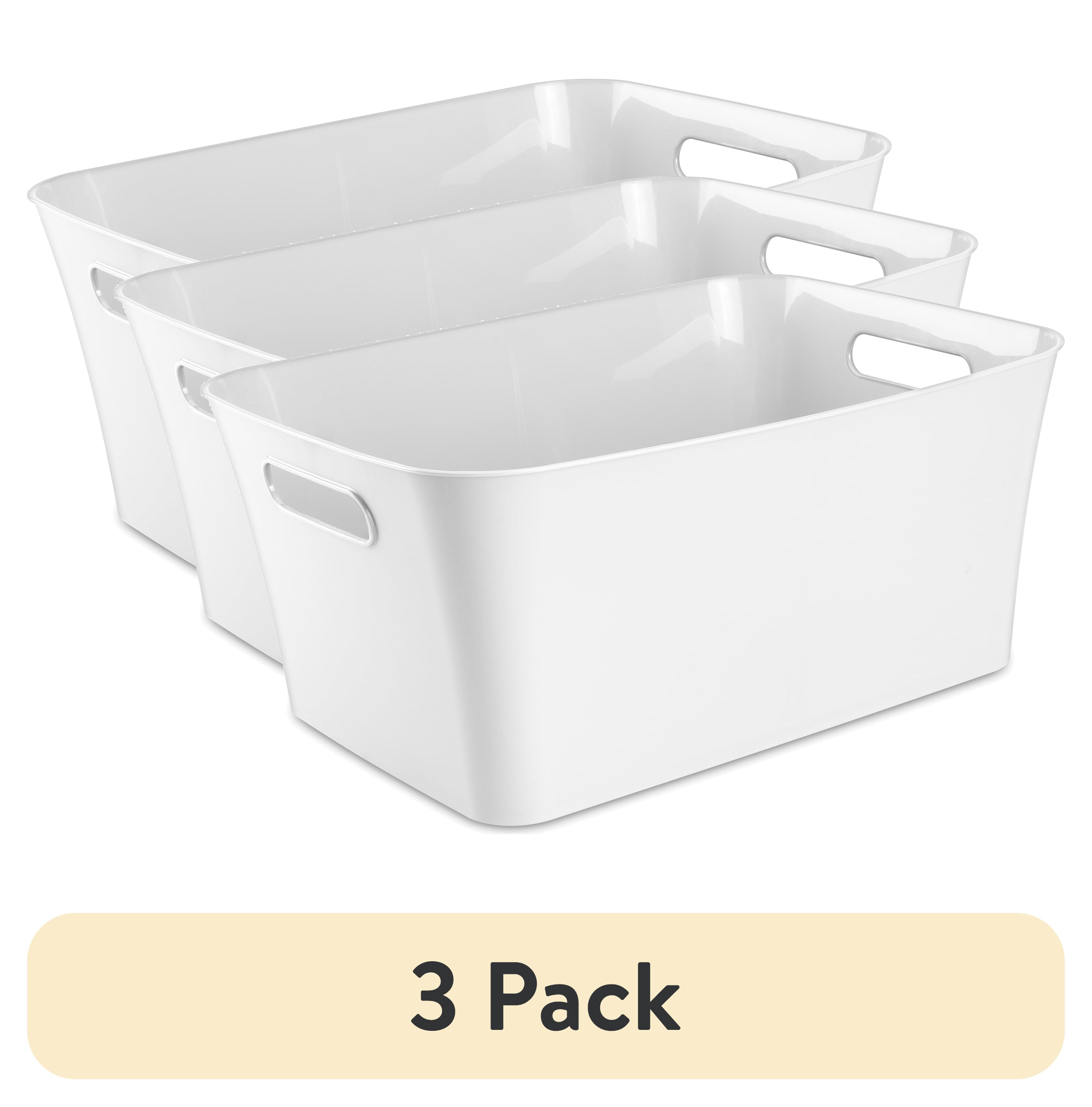 (3 pack) Mainstays Large Plastic Storage Bin, White - Walmart.com