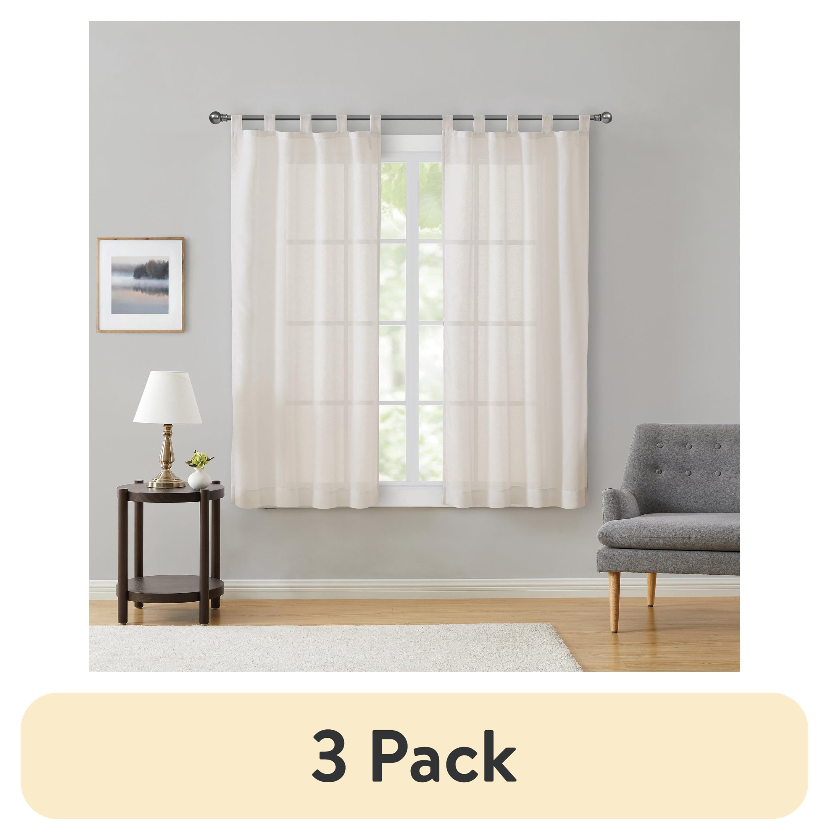 (3 pack) Mainstays Light Filtering Tab Top Curtain Panel Set, Set of 2 ...