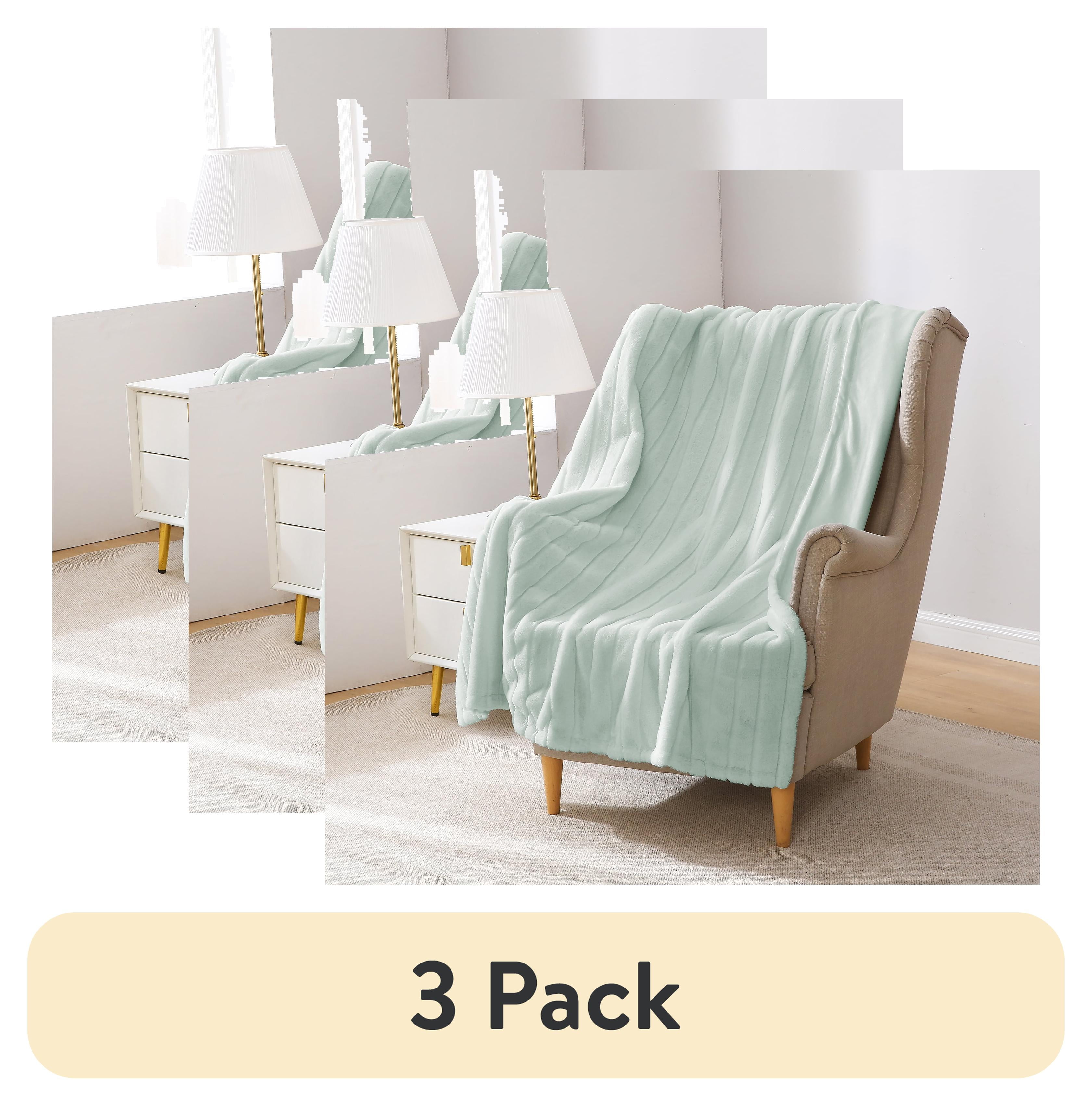 (3 pack) Mainstays Mint Stripe Faux Fur Throw, 50" x 60", Adult/Teen ...