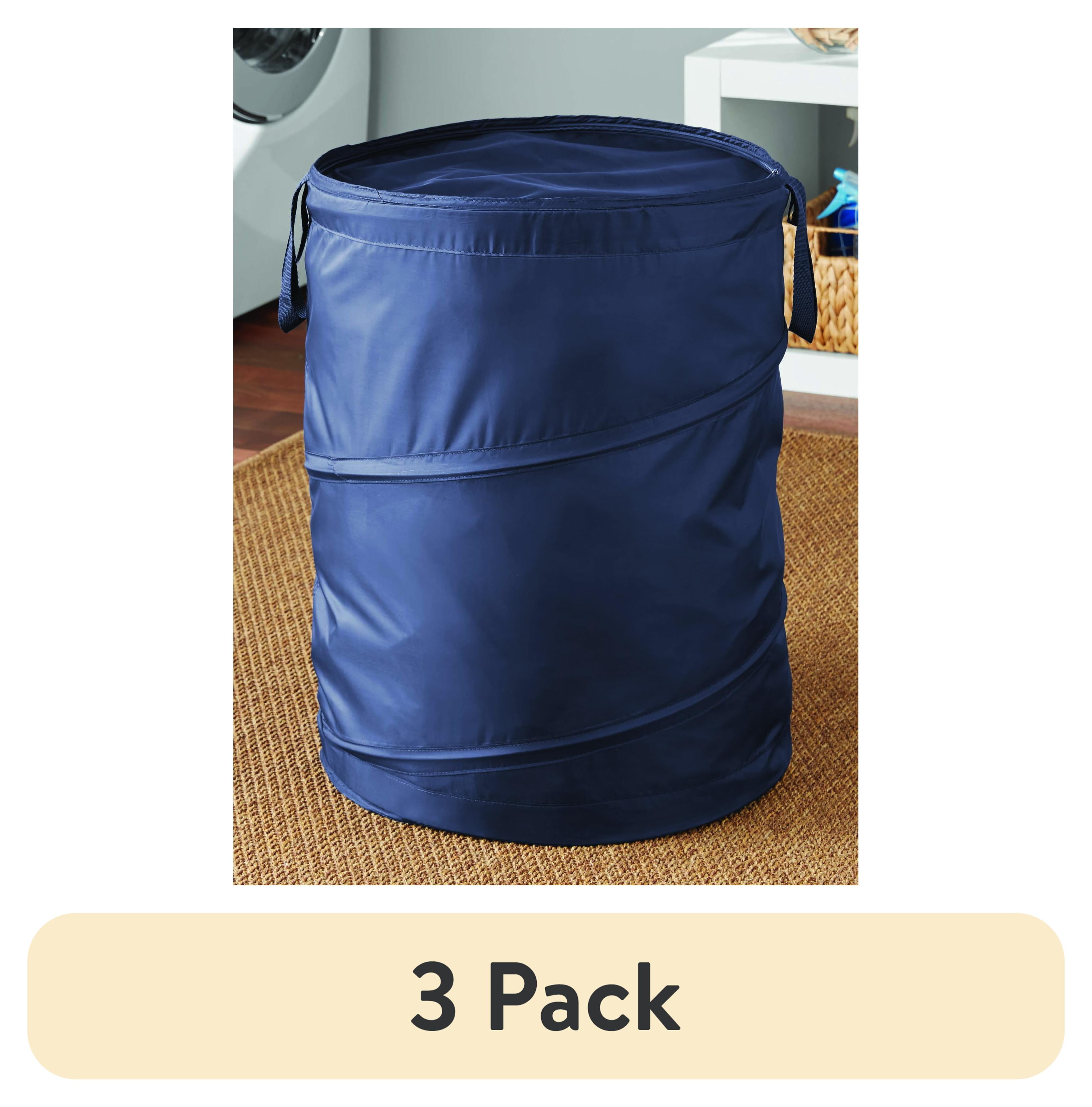 (3 pack) Mainstays Navy Polyester Spiral Pop-up Laundry Hamper with ...