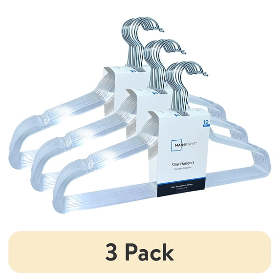 (3 pack) Mainstays Space Saving Slim Swivel Clothing Hangers, Clear ...
