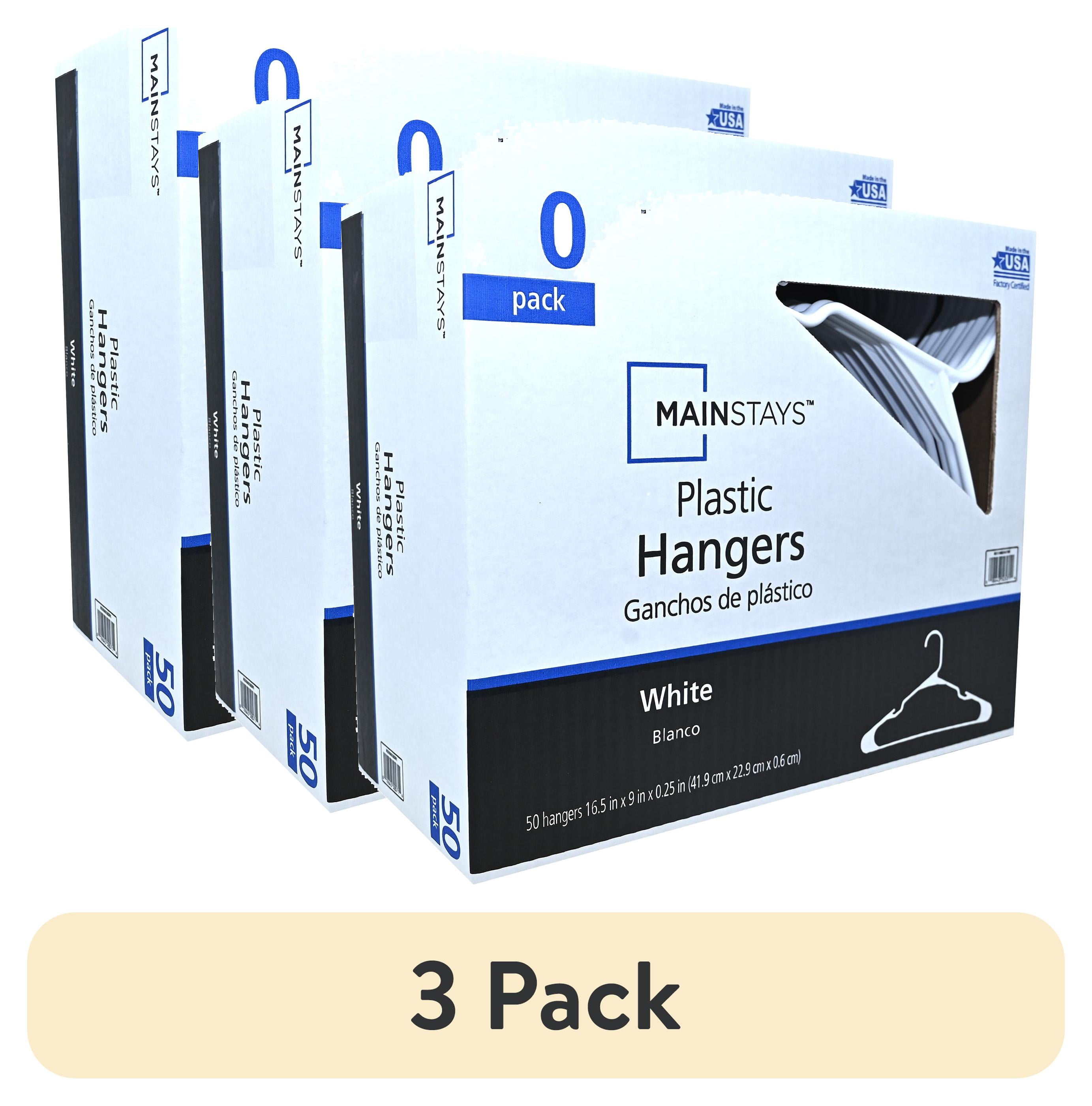 (3 pack) Mainstays Plastic Clothes Hangers, White, 50-Count ...