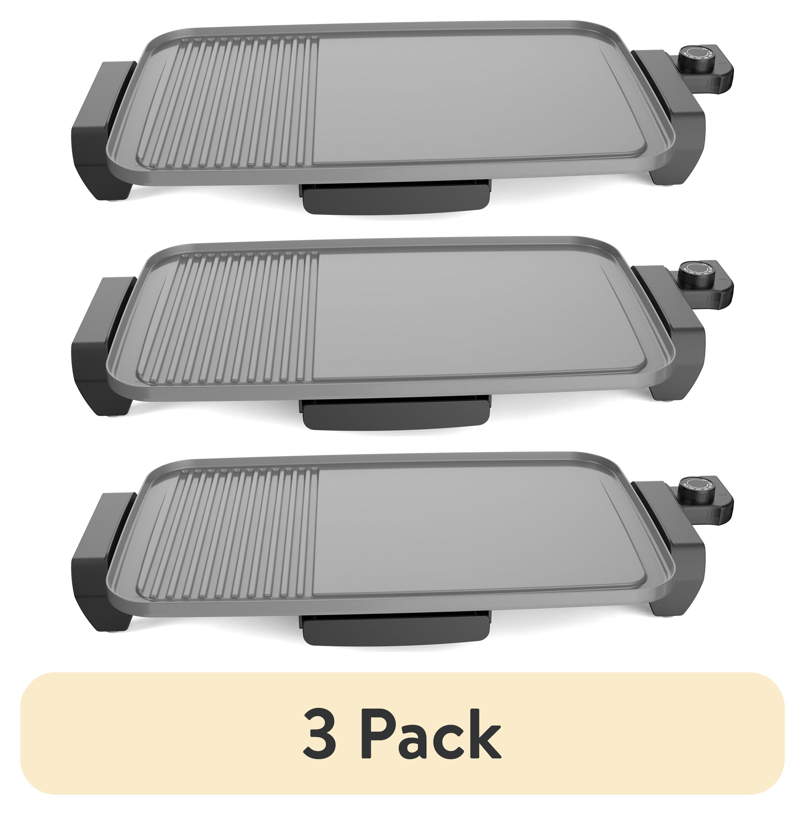 (3 pack) Mainstays Plus 12"x20" Electric Ceramic Griddle, Nonstick ...