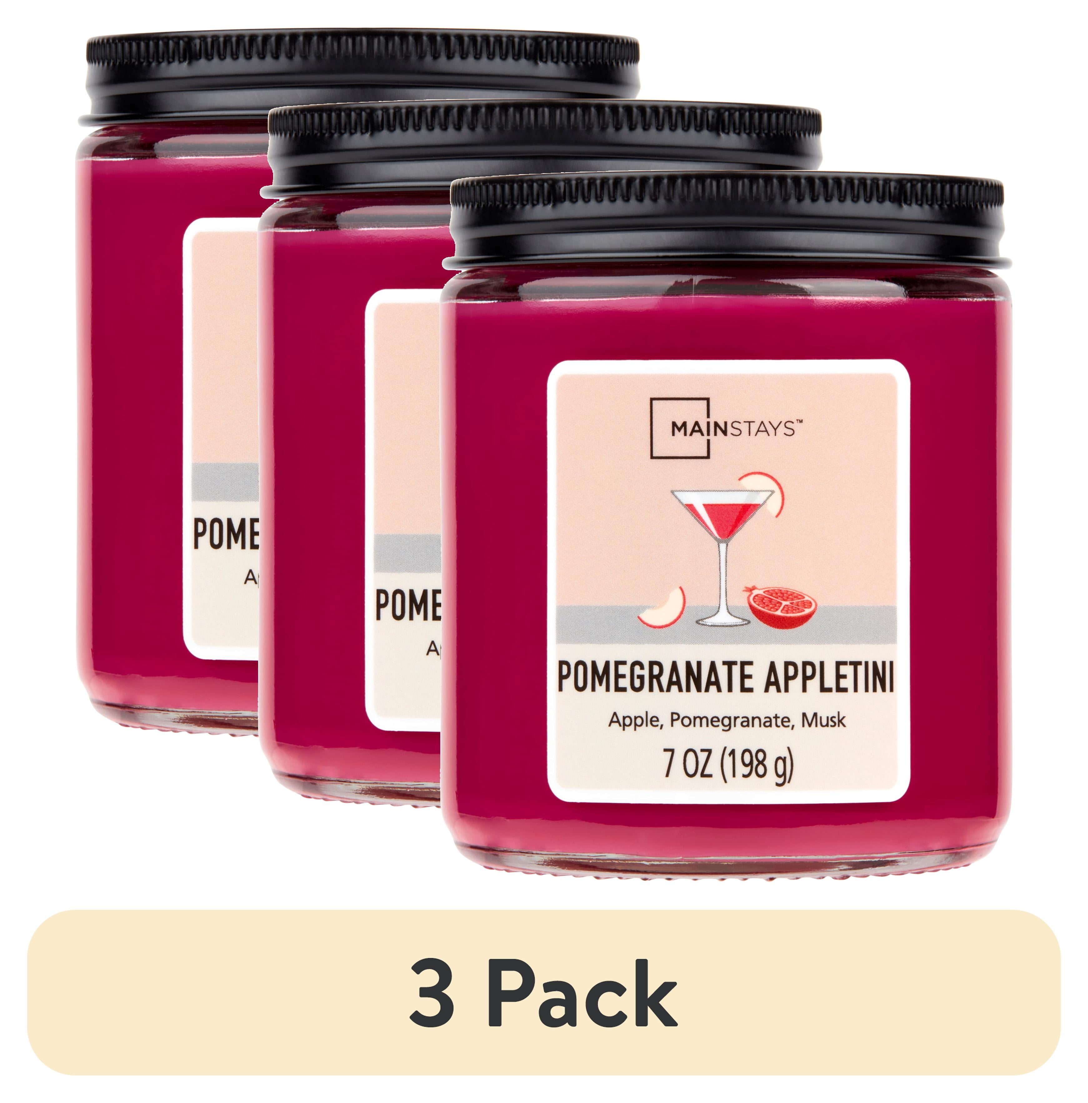 (3 pack) Mainstays Pomegranate Appletini Scented Single-Wick Twist Glass Jar Candle, 7 oz ...