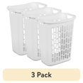 (3 pack) Mainstays Rectangular Open Laundry Hamper, Plastic, Slim Shape ...