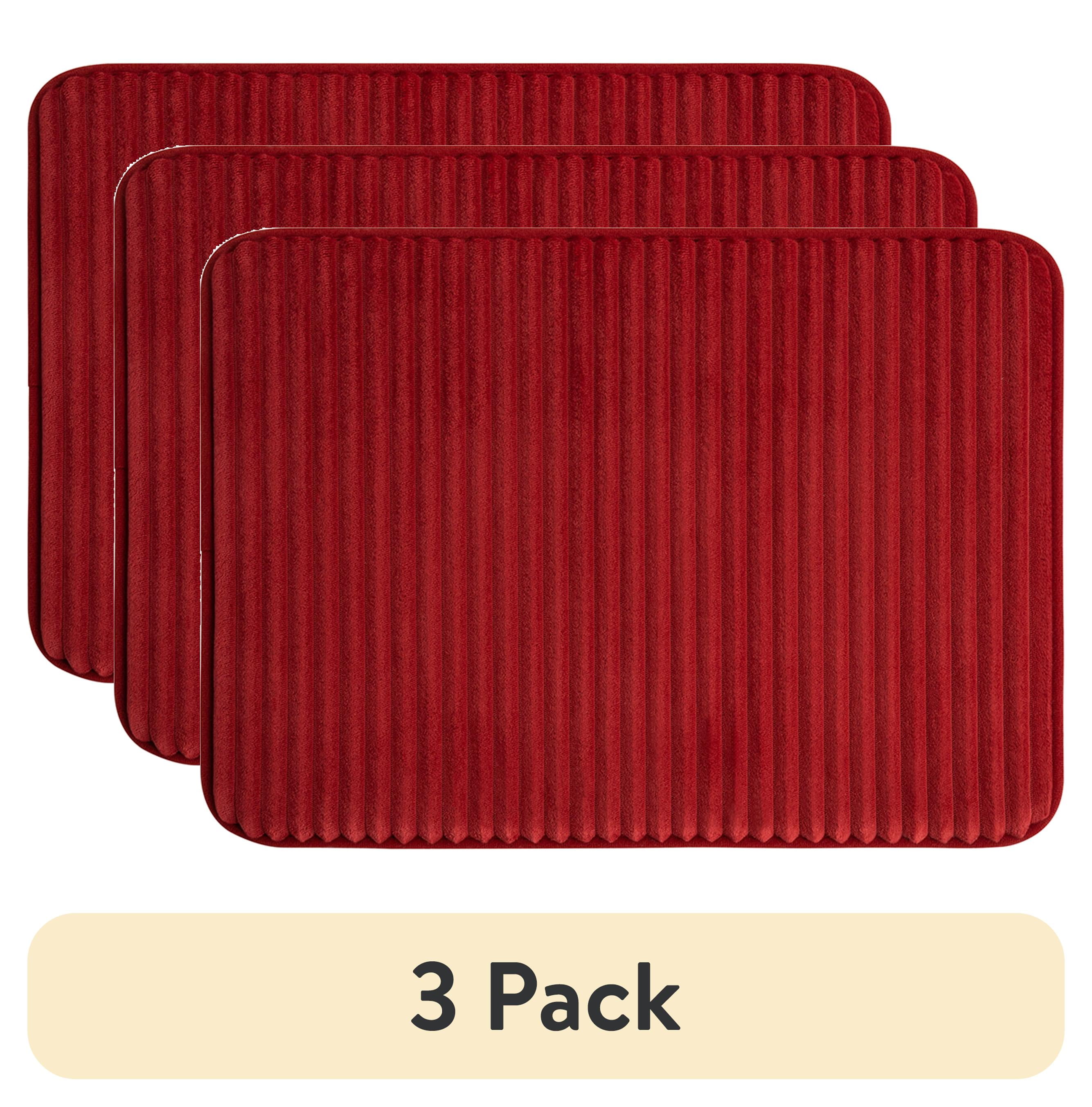 Mainstays Red Polyester Cushioned Bath Rug 17x24 3 Pack Absorbent Skid ...