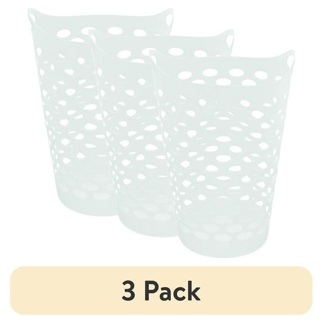 (3 pack) Mainstays 2 Bushel Flexible Round White Hamper - Walmart ...