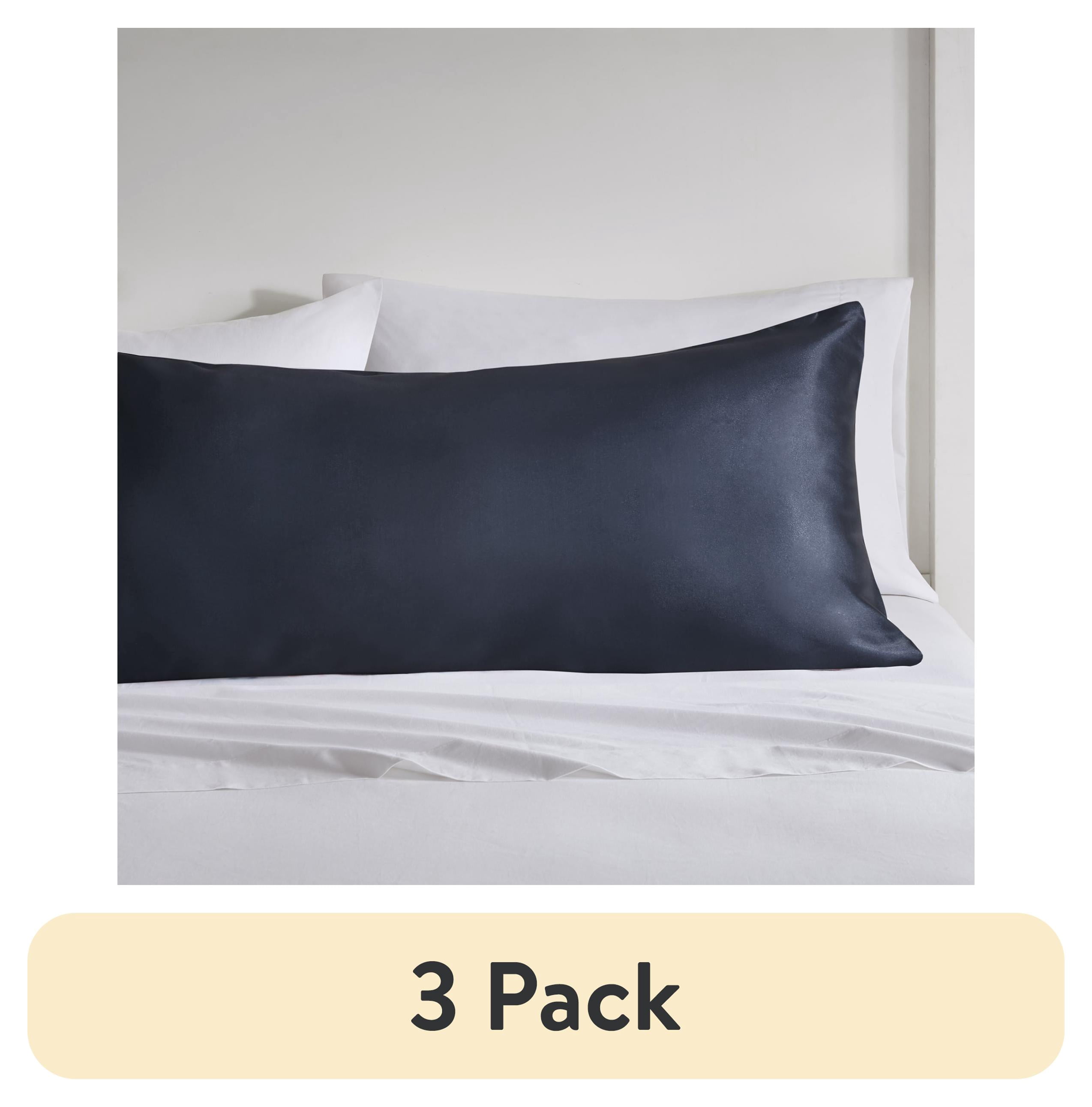 (3 pack) Mainstays Satin Body Pillowcase Cover, Navy, Zipper Closure ...