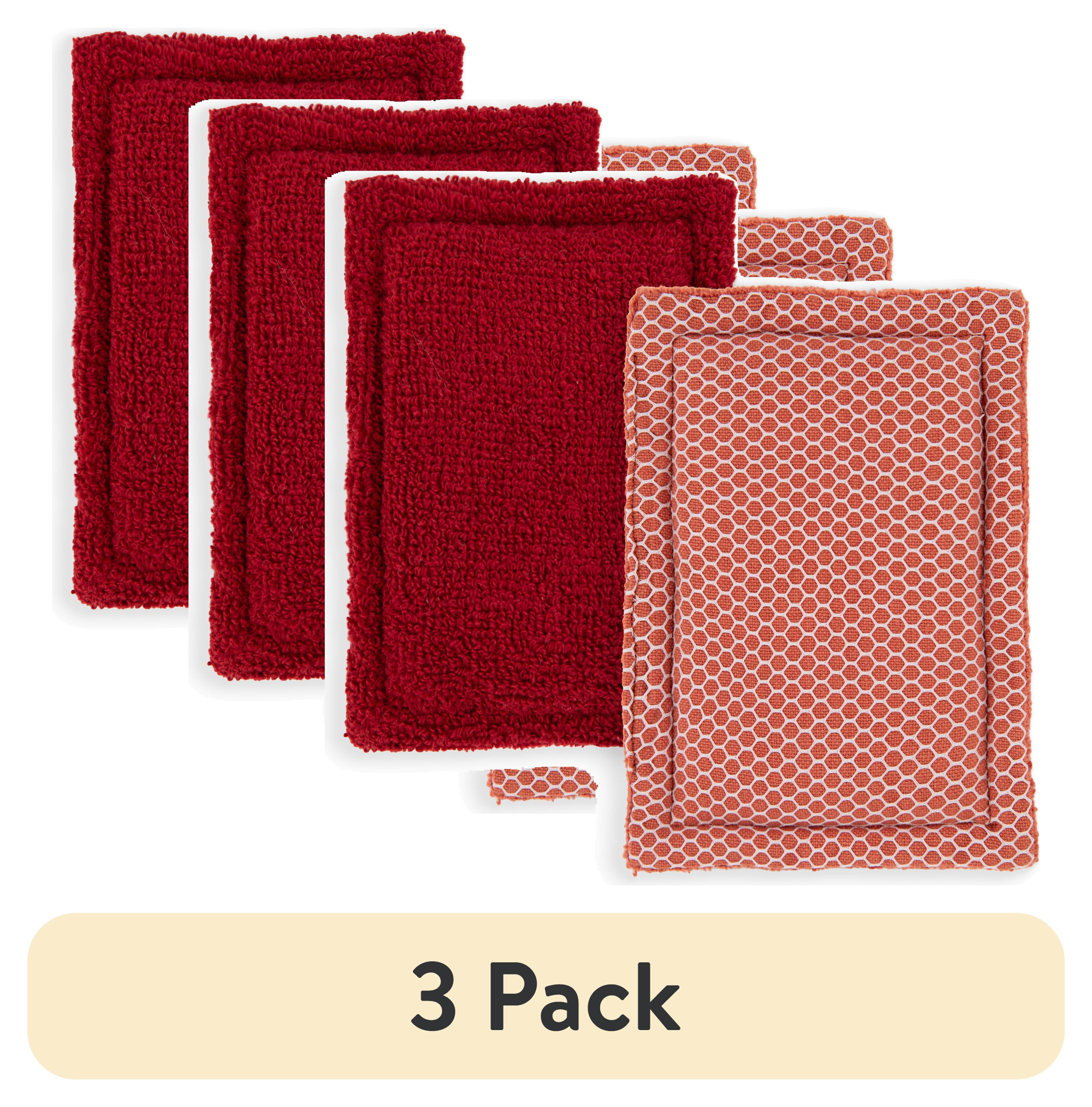 (3 pack) Mainstays Sponge Scrubbers, 4.5 x 5 inches, 100% Cotton Shell ...