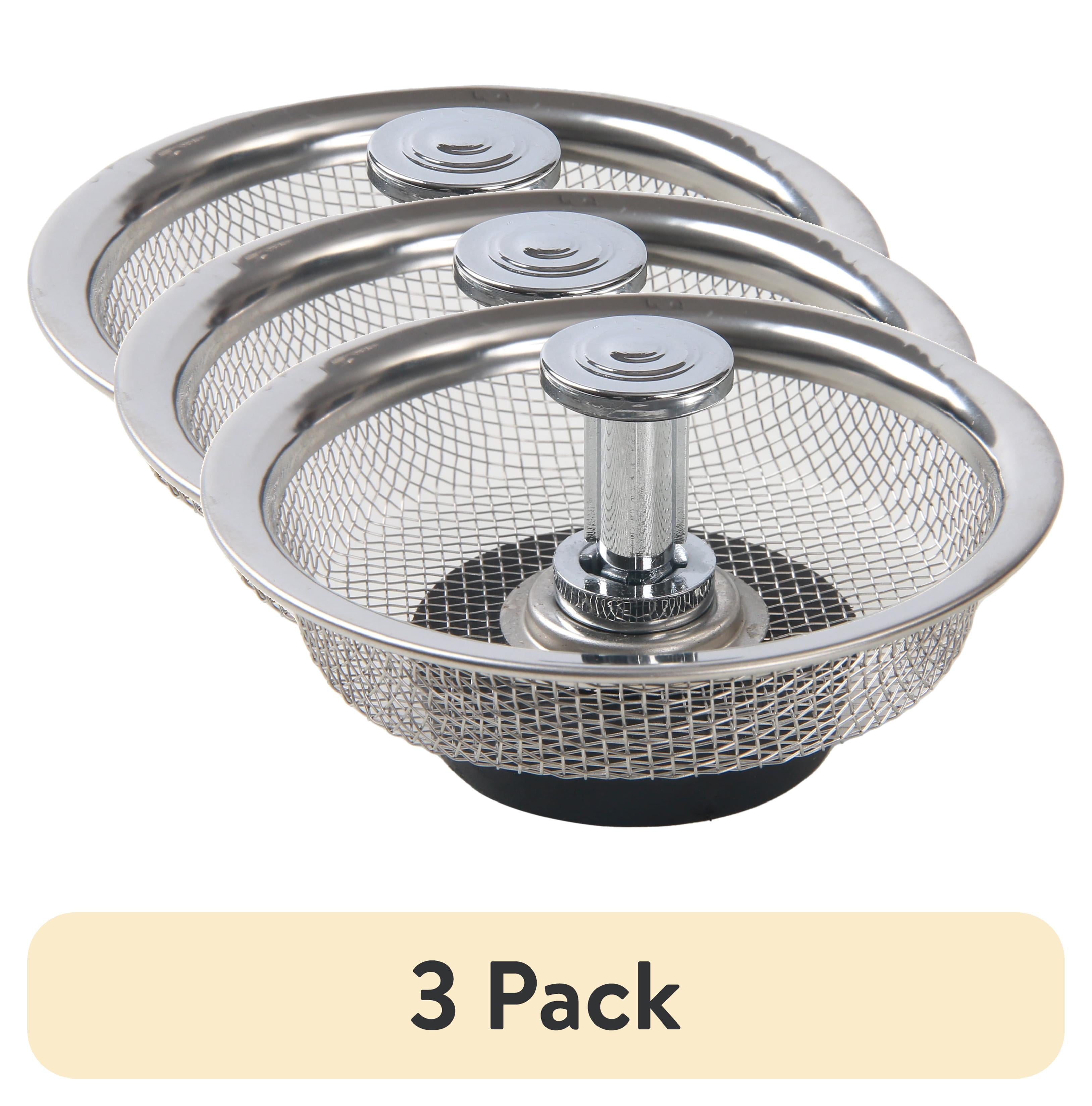 (3 pack) Mainstays Stainless Steel Mesh Sink Strainer with Rubber ...