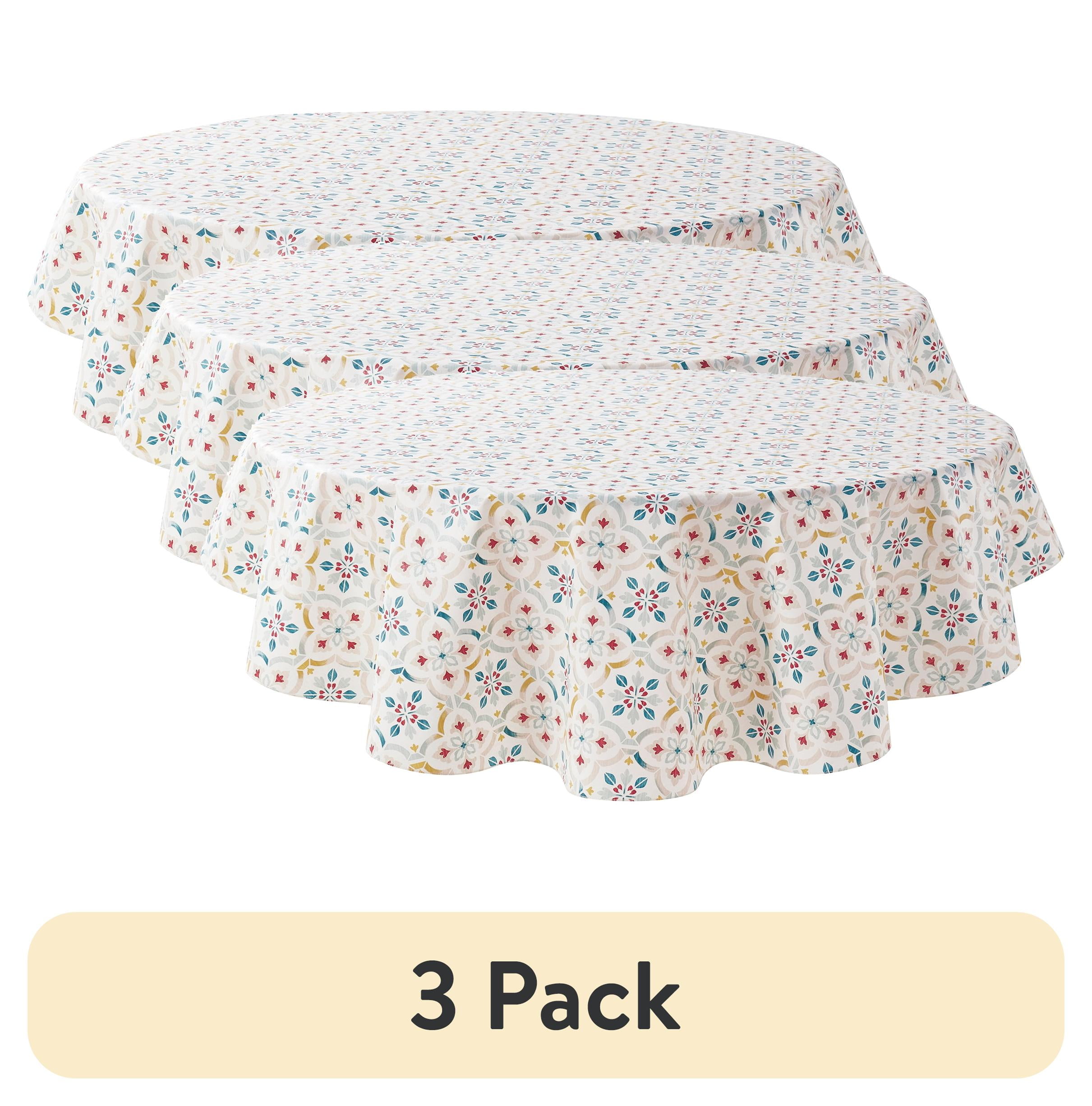 (3 pack) Mainstays Tile Print PEVA Tablecloth 70" Round - Walmart.com