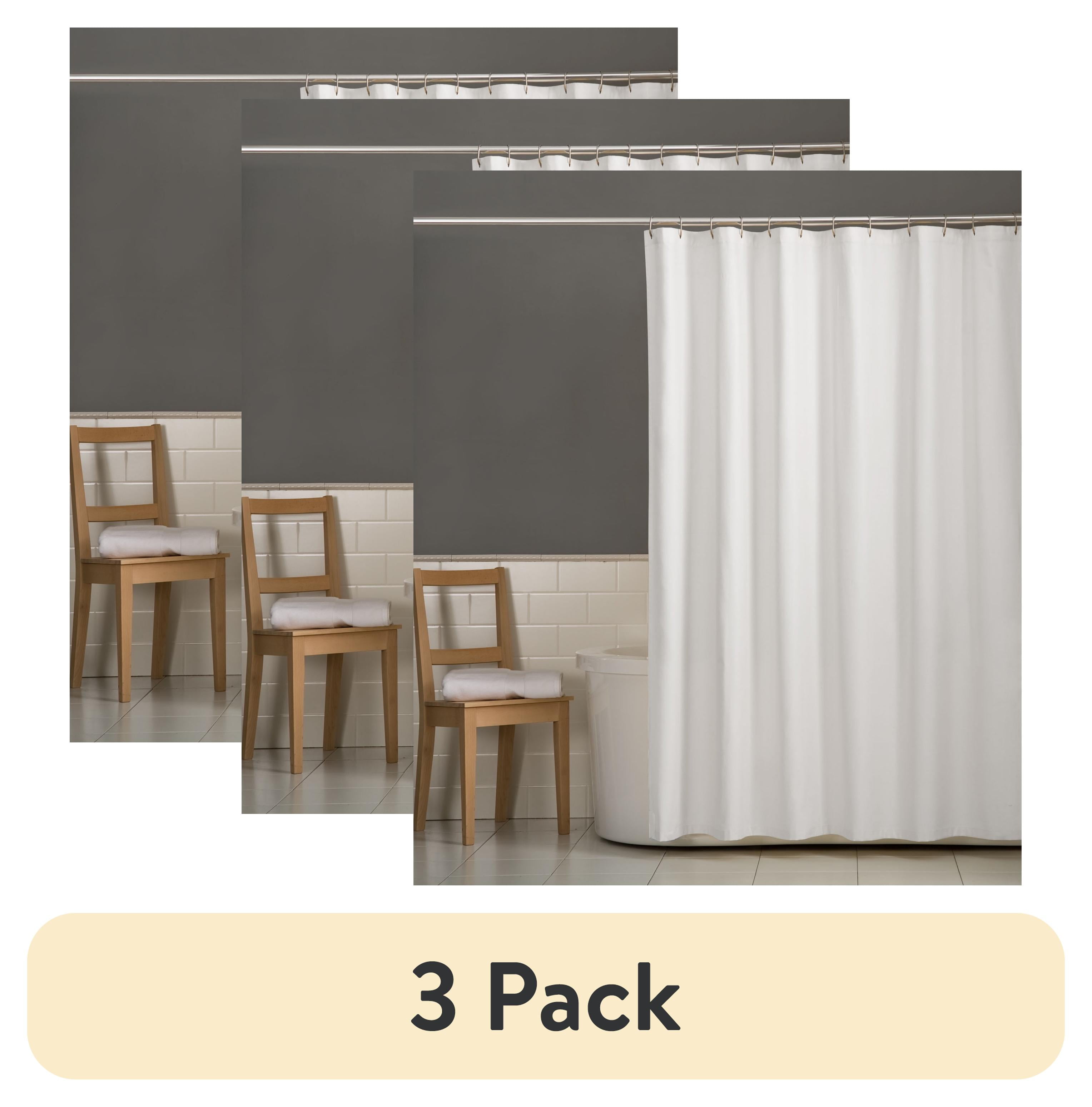 (3 pack) Mainstays White Water Repellent Fabric Shower Curtain Liner ...