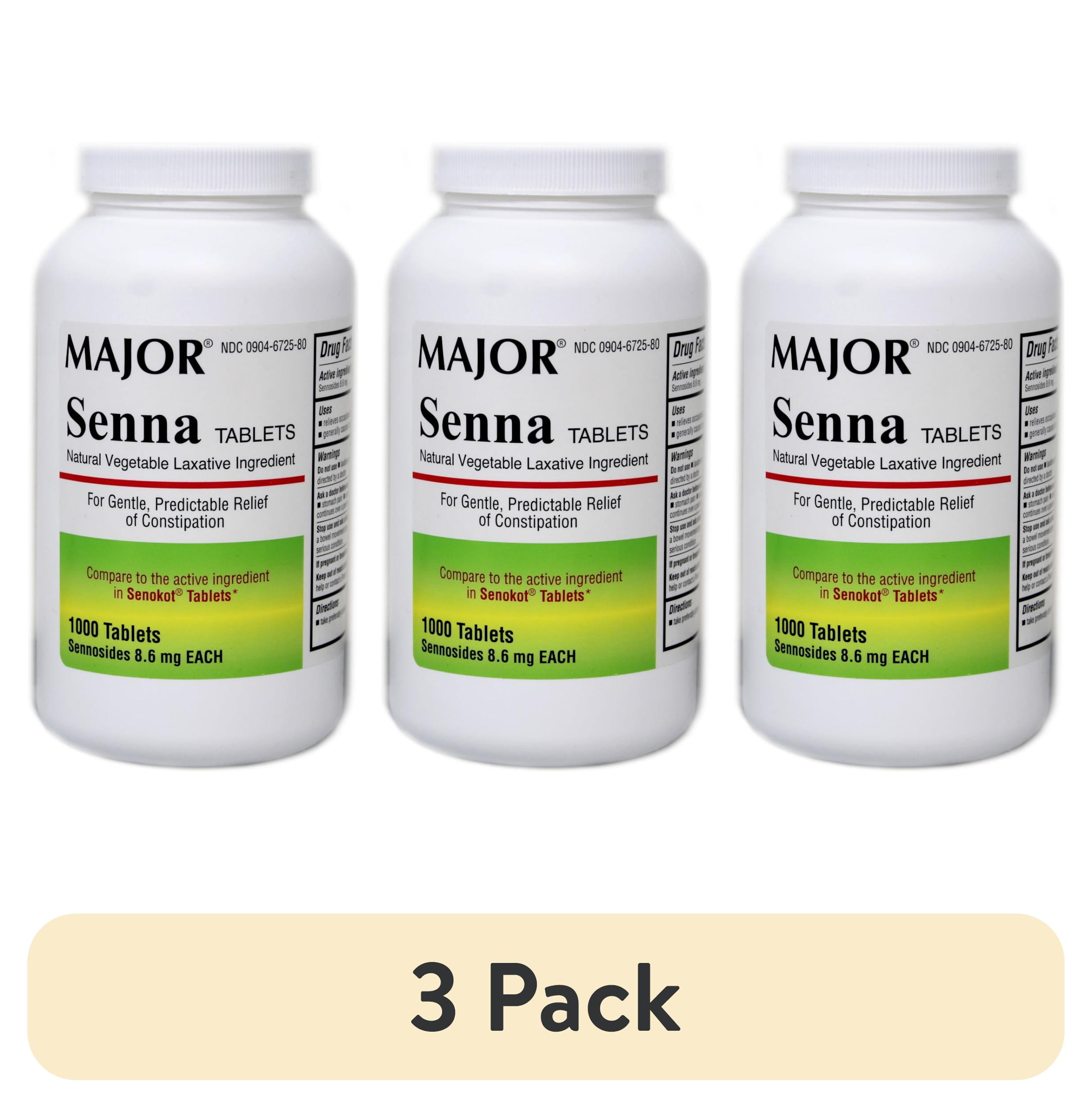 (3 pack) Major Senna (Senokot) Laxative Tablets 8.6 mg. 1000/Btl ...