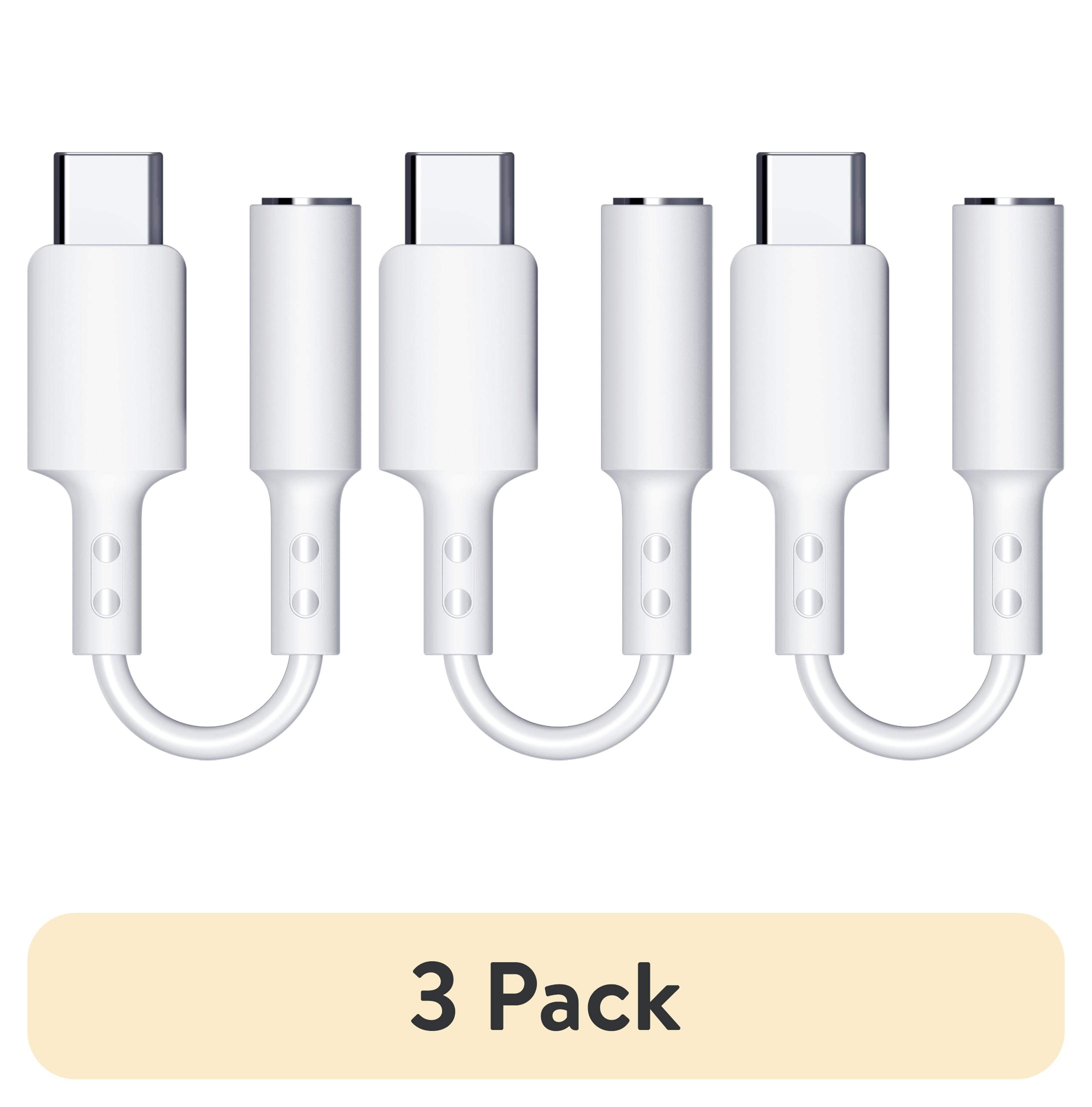(3 pack) Male USB C to Female AUX ADAPTER 3.5 mm, White - Walmart.com