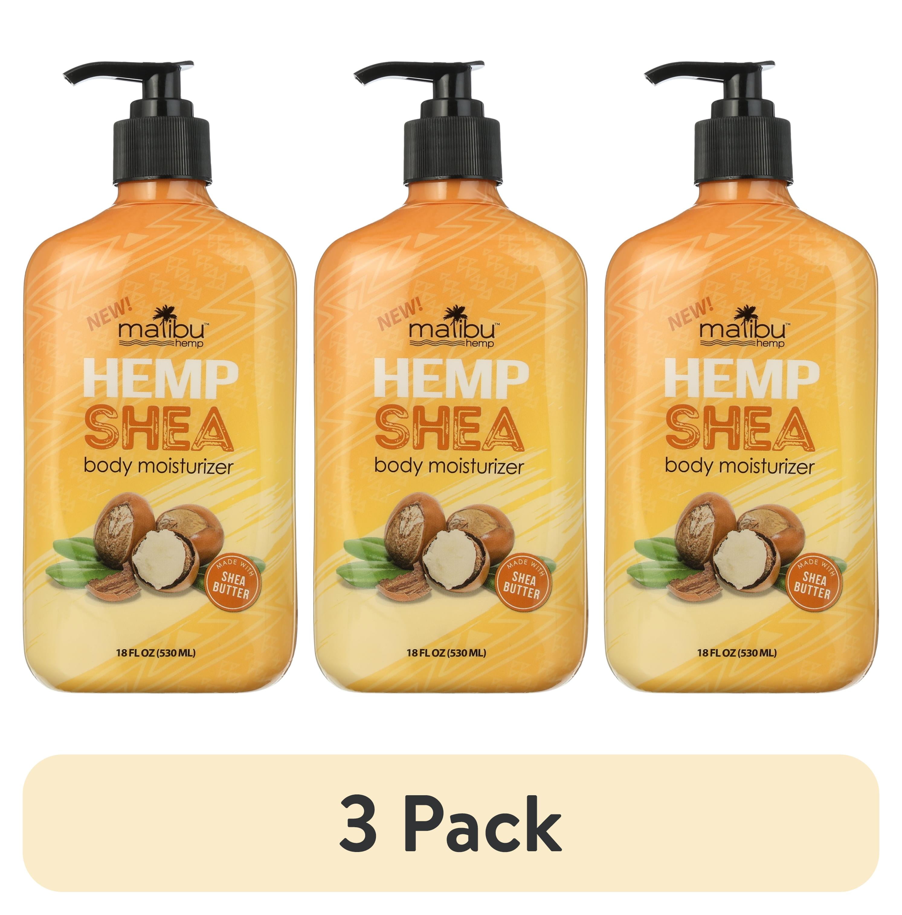 (3 pack) Malibu Hemp Shea Body Moisturizer for Dry Skin, 18 fl oz ...
