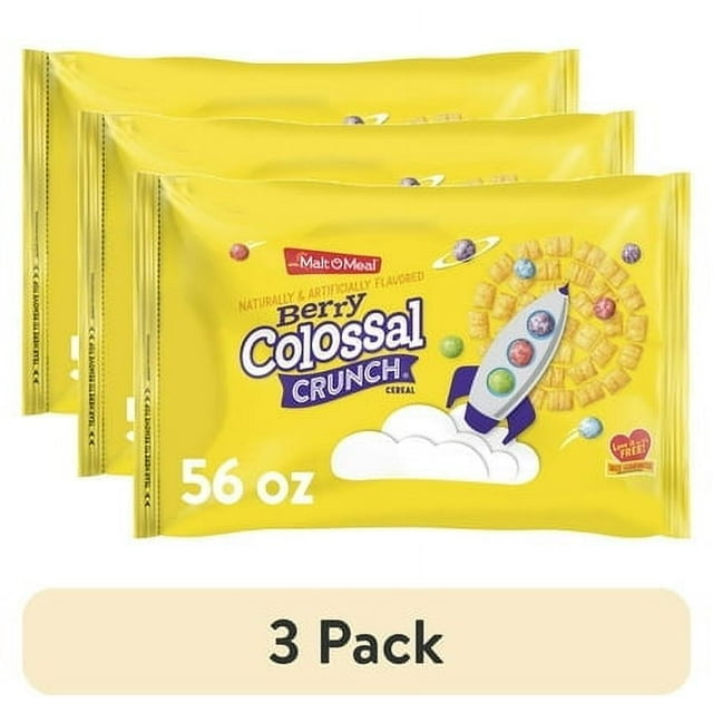 (3 pack) Malt-O-Meal Berry Colossal Crunch Breakfast Cereal, Crunchy 56 ...