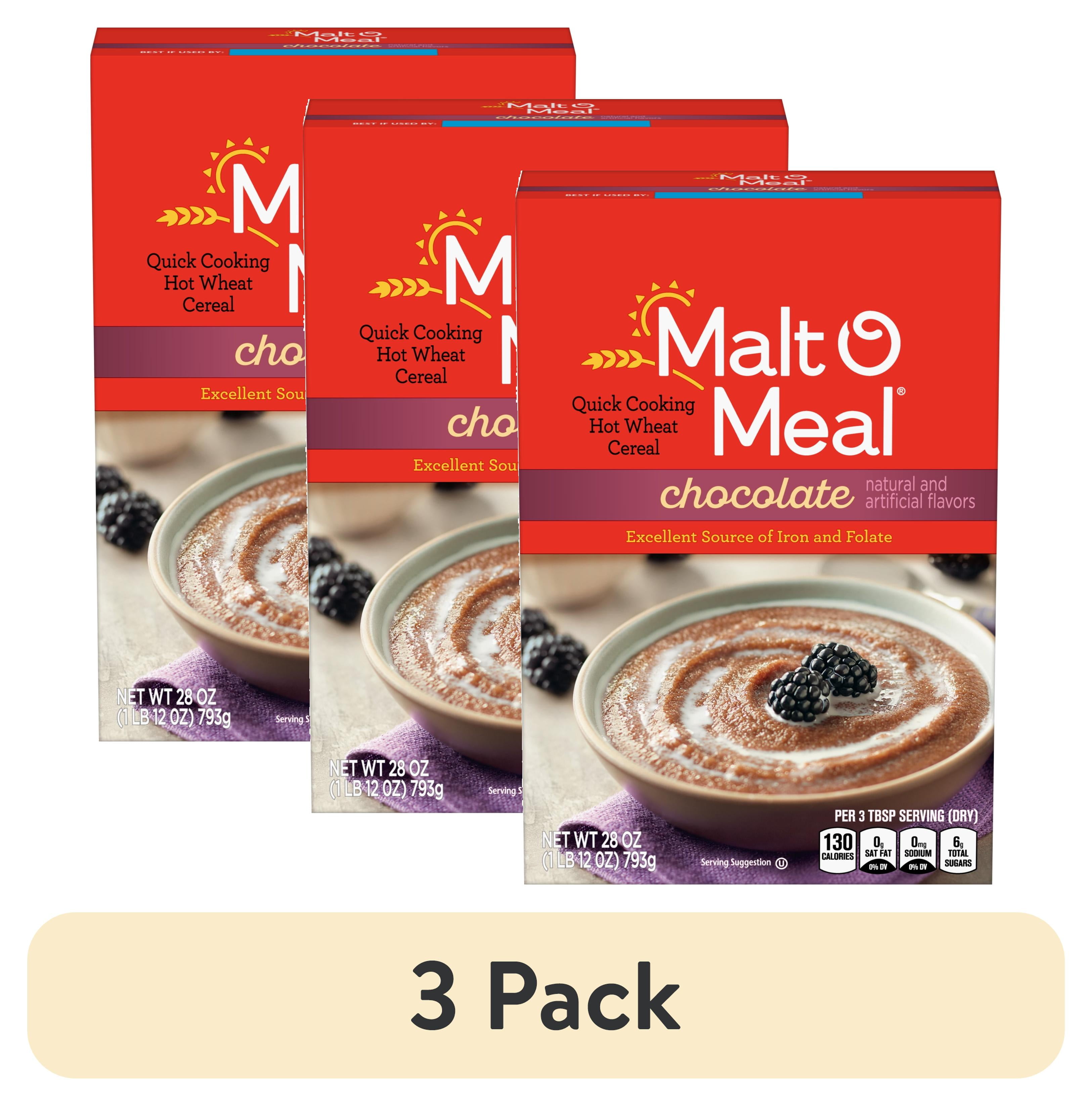 (3 pack) Malt-O-Meal® Chocolate Quick Cooking Hot Wheat Cereal, Shelf ...