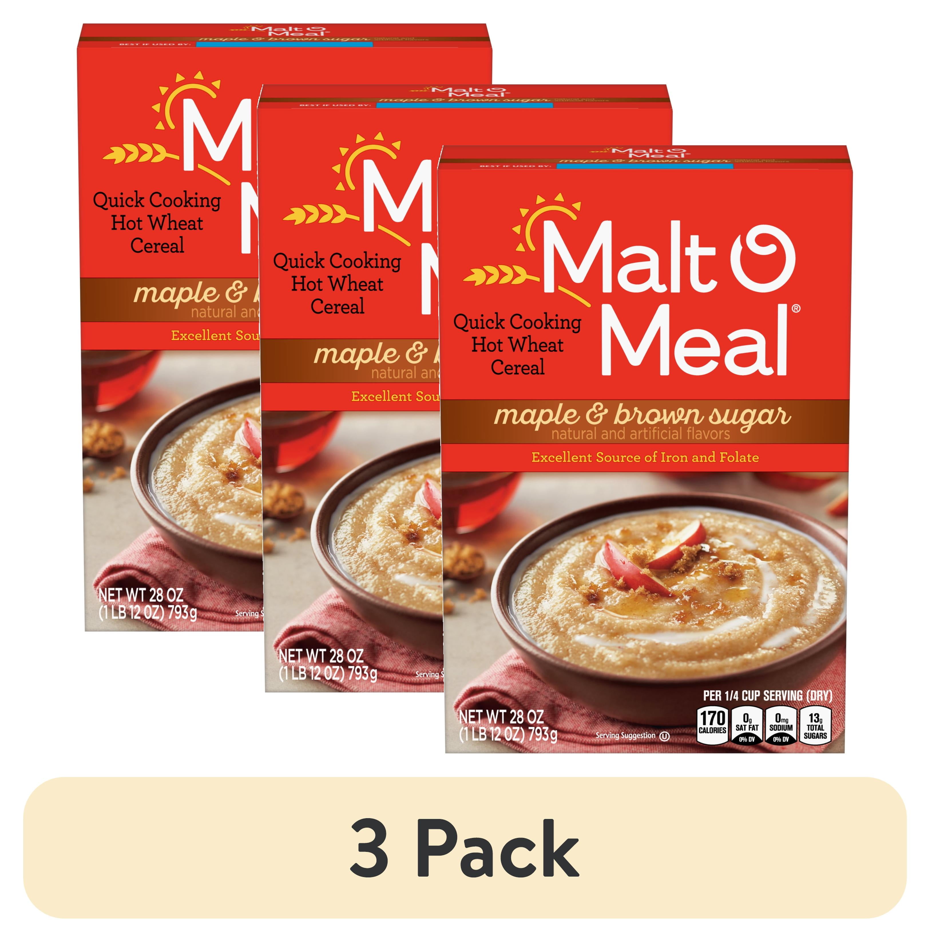 (3 pack) Malt-O-Meal Maple and Brown Sugar Wheat Hot Cereal, 36 oz Box ...
