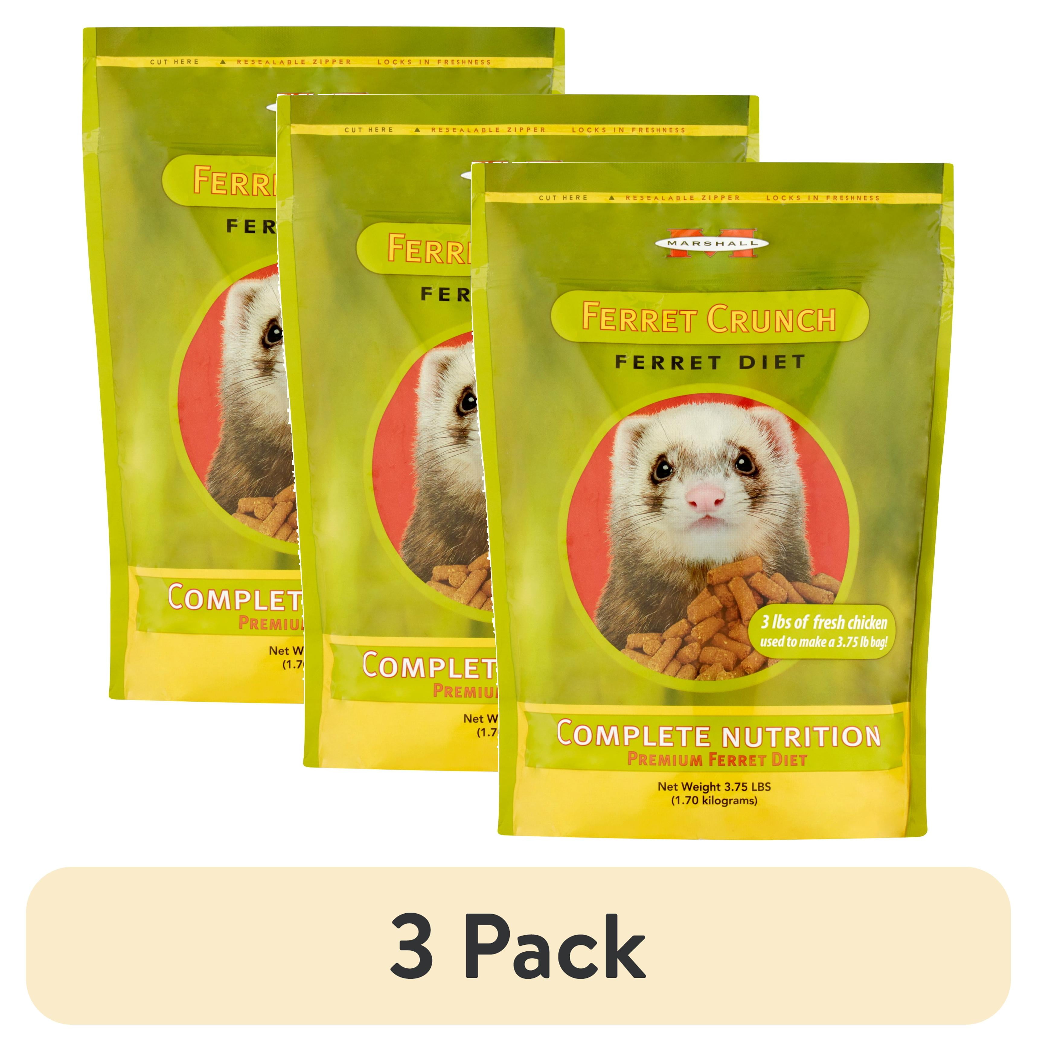 (3 pack) Marshall Pet Products Ferret Crunch Dry Food, 3.75 lb ...