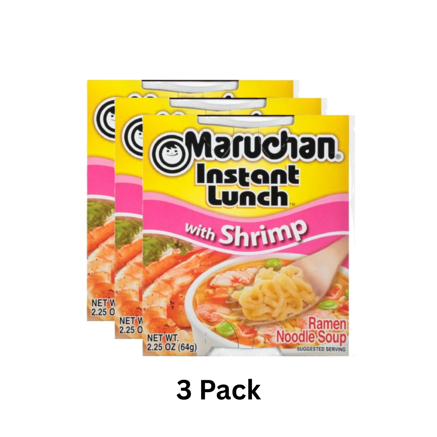 (3 pack) Maruchan Instant Lunch with Shrimp Flavor Ramen Noodles, 2.25 ...