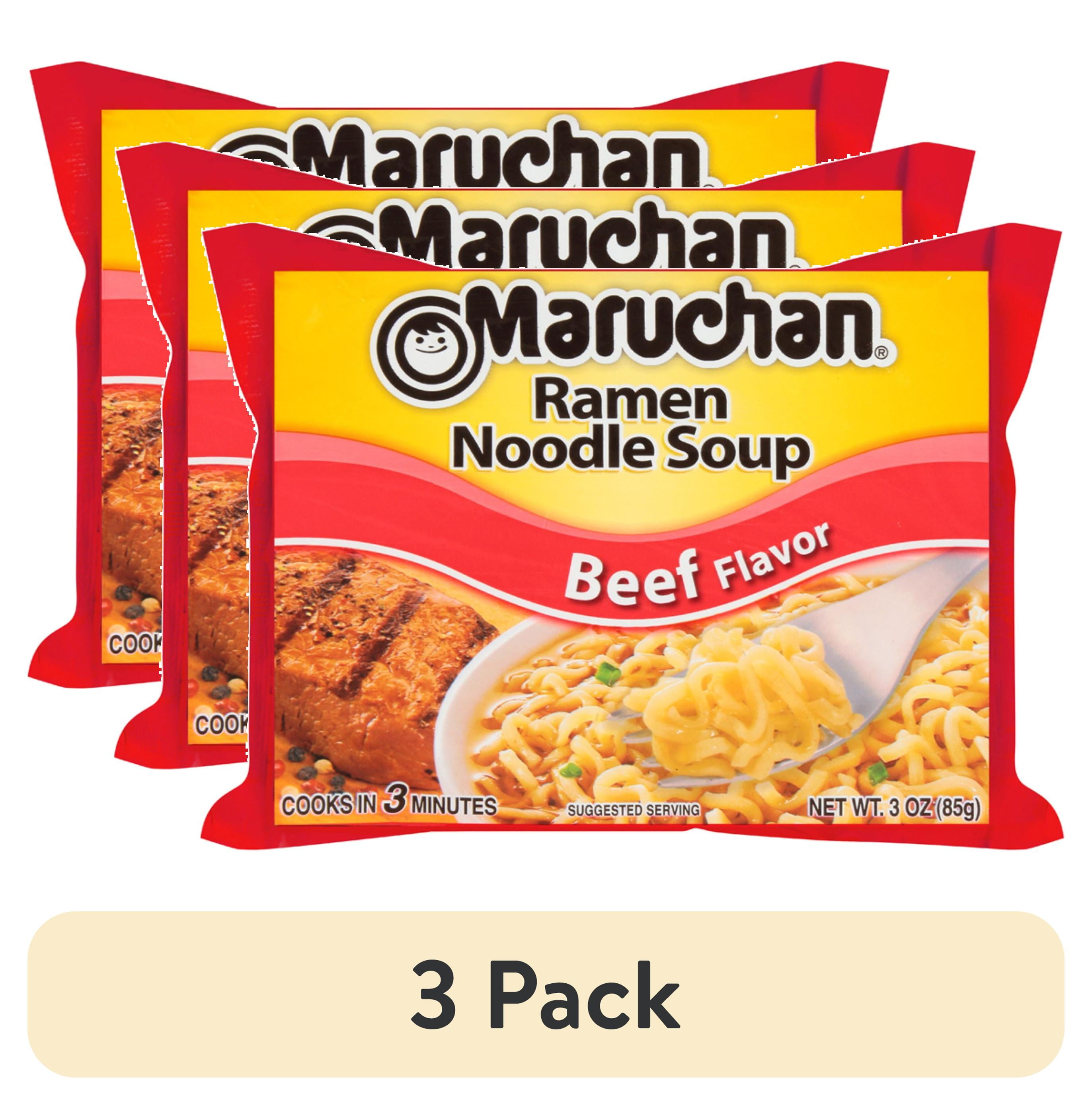 (3 pack) Maruchan Ramen Noodle Beef Flavor Soup, 3 oz Shelf Stable ...