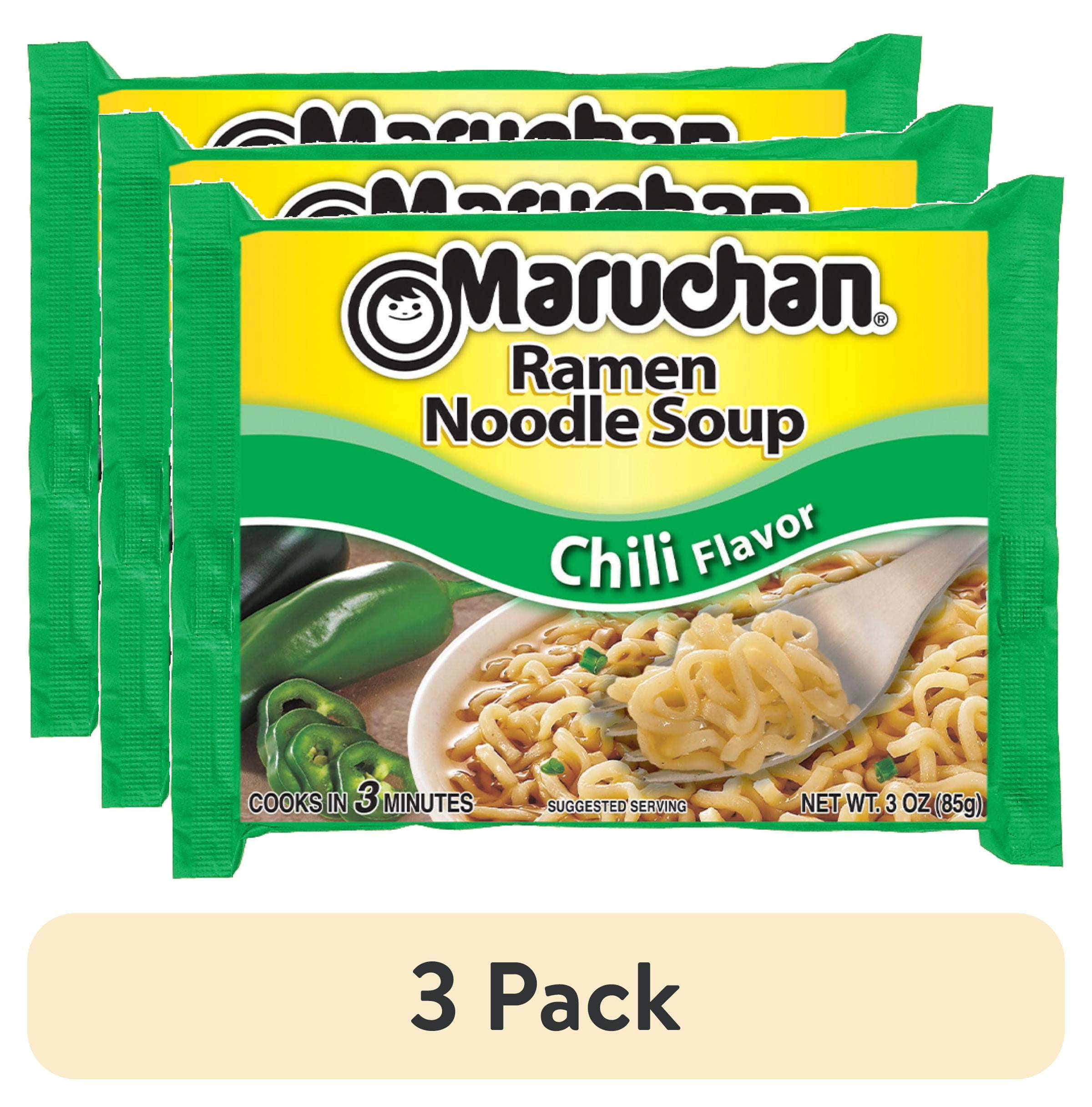 (3 pack) Maruchan Ramen Noodle Chili Flavor Soup, 3 oz Shelf Stable ...