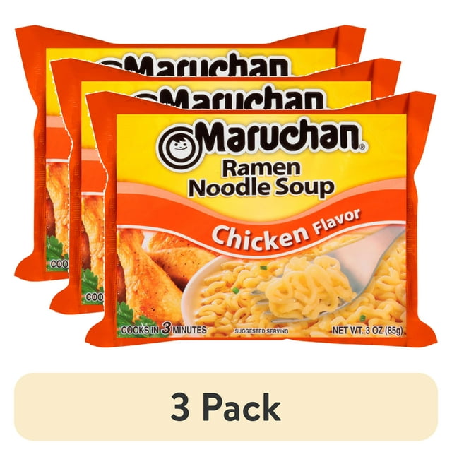 (3 pack) Maruchan Ramen Noodle Soup Chicken Flavor, 3 oz Shelf Stable ...