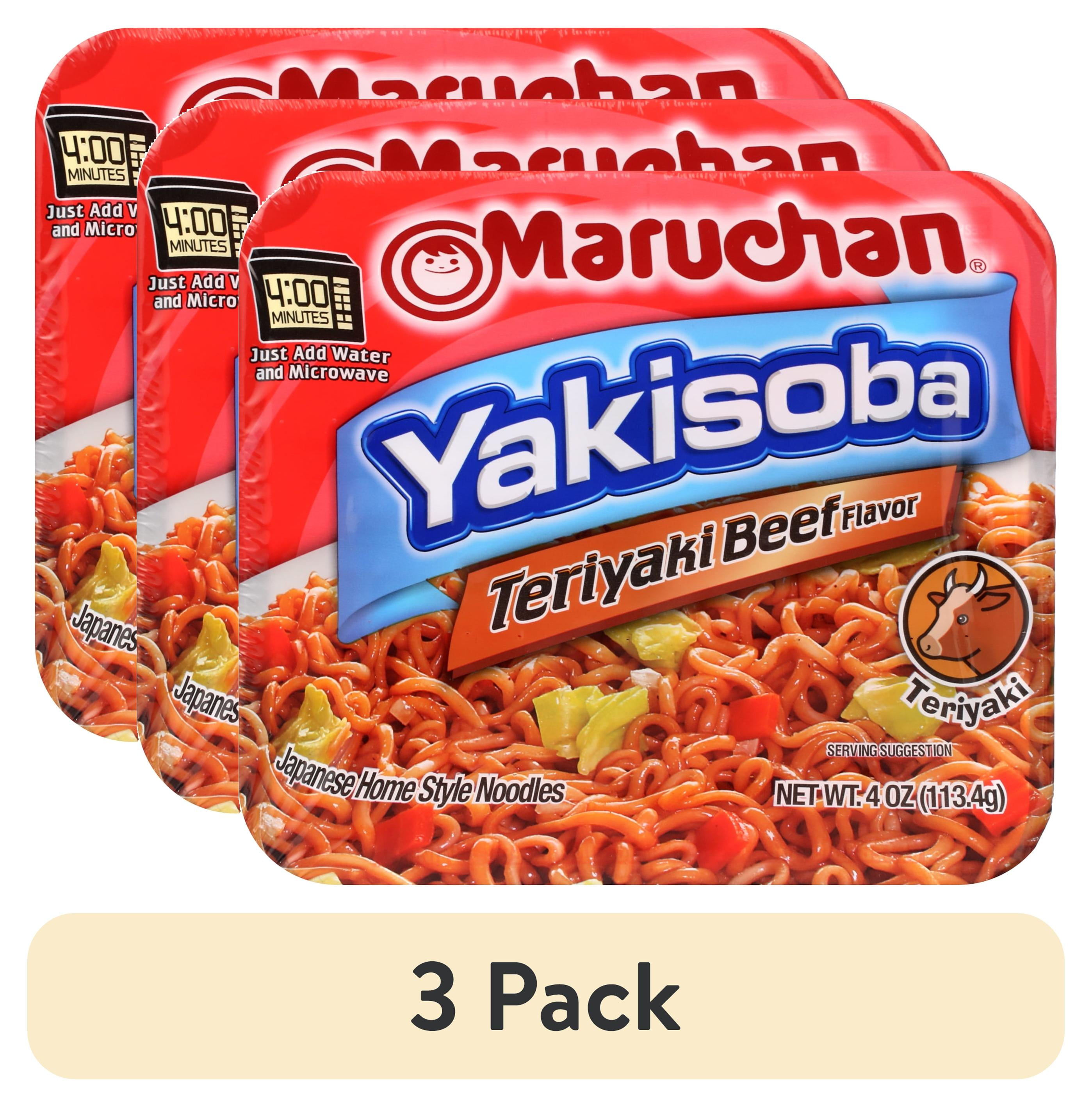 (3 pack) Maruchan Yakisoba Teriyaki Beef Flavor Noodles, 4 oz Shelf ...